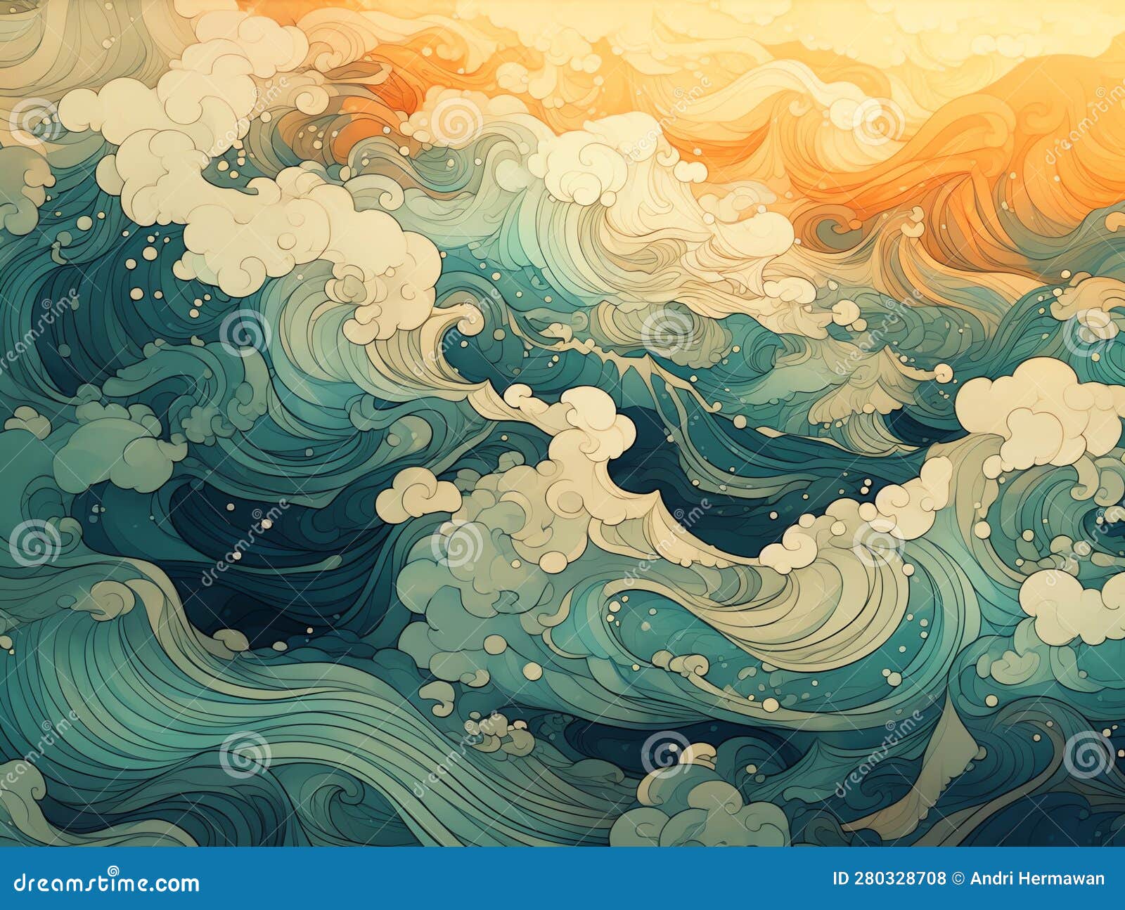 WAVE PATTERN OCEAN SEA with SWIRL STYLE Stock Illustration ...