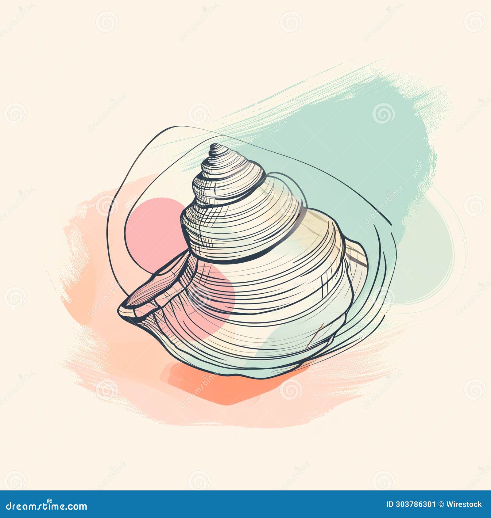 AI Generated Illustration of Whimsical Hand-drawn Shell Stock ...