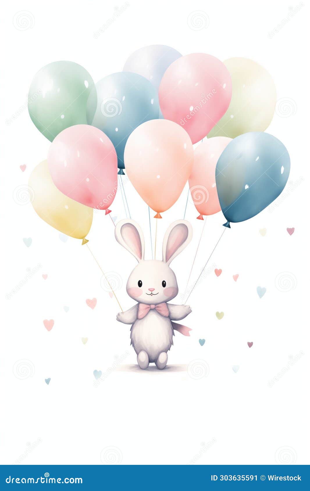 AI Generated Illustration of a White Bunny Holding Pastel-colored ...