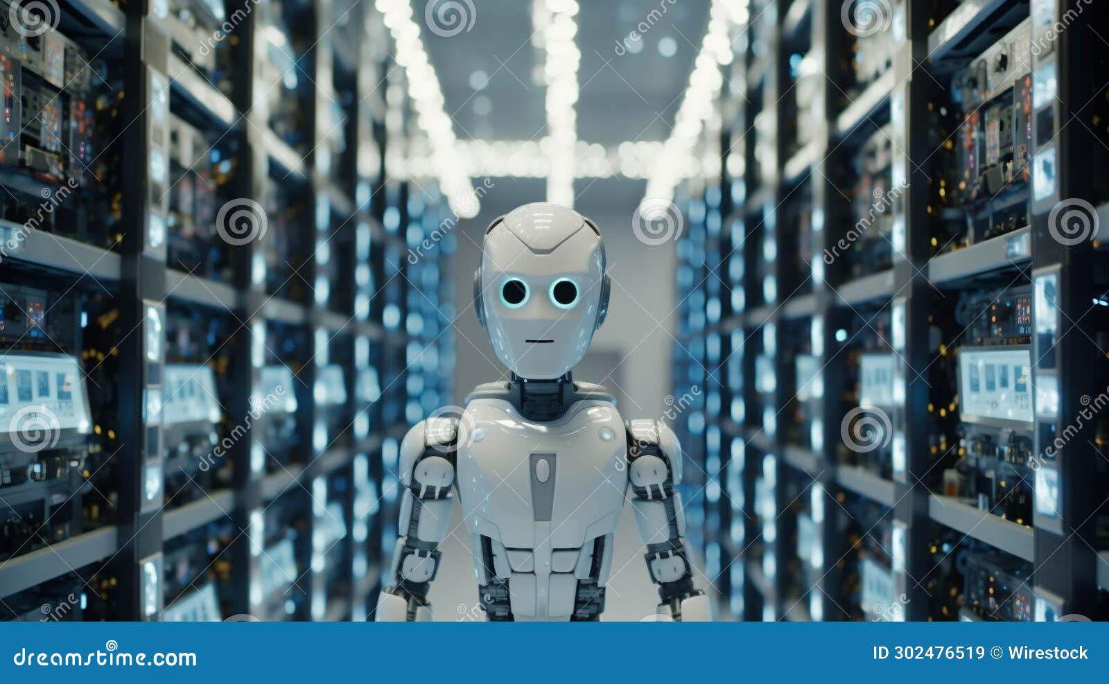 AI Generated Illustration of a White Humanoid Robot Standing in a Room ...