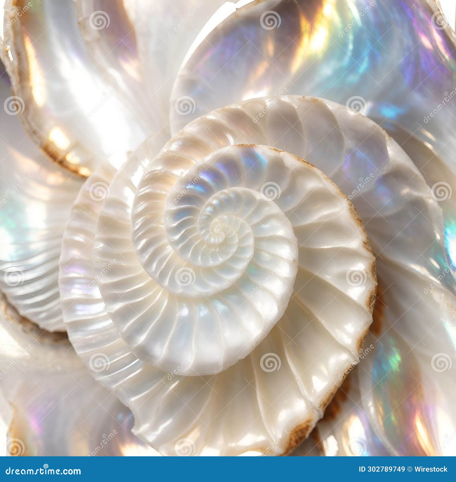 AI Generated Illustration of a White Iridescent Shell with a Spiral ...