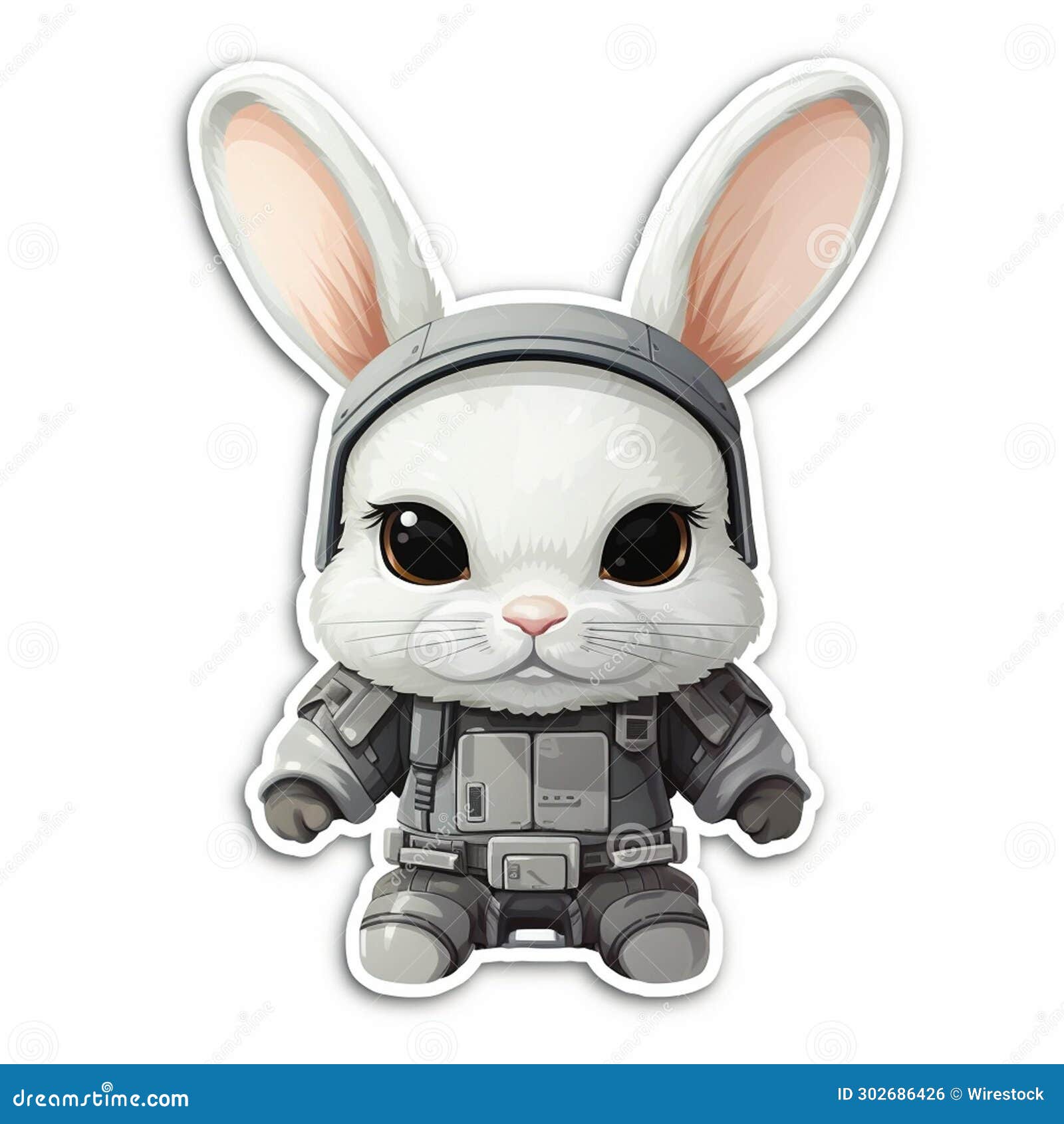 AI Generated Illustration of a White Robotic Rabbit Isolated on White ...