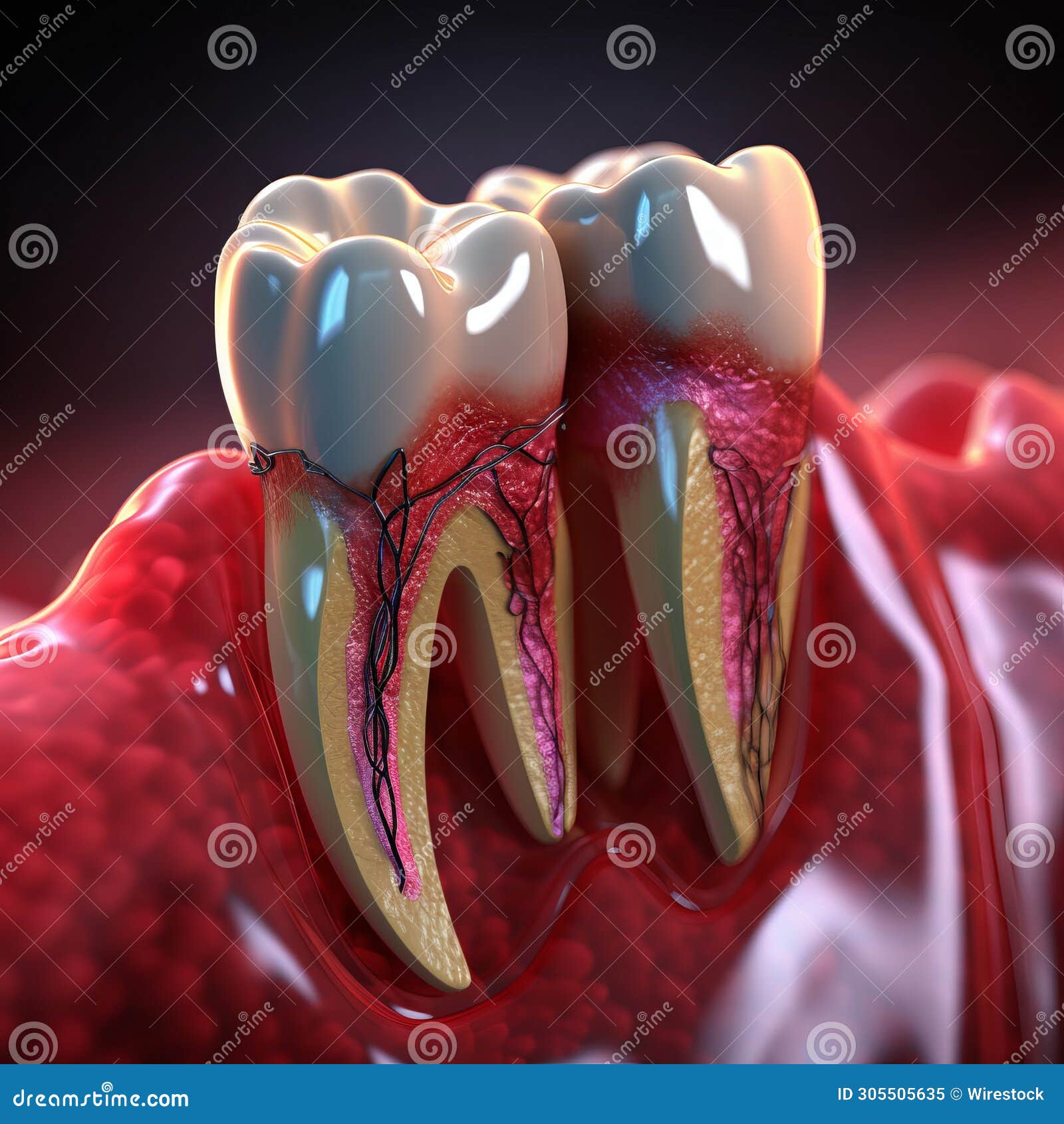 AI Generated Illustration of White Teeth with Internal Structure ...