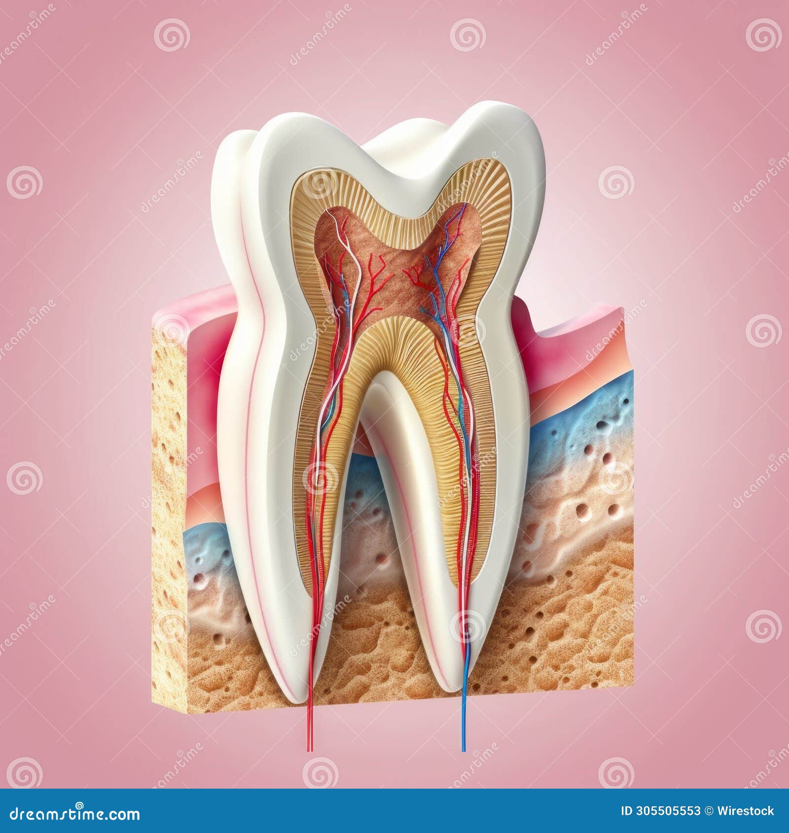 AI Generated Illustration of a White Tooth with Internal Structure ...