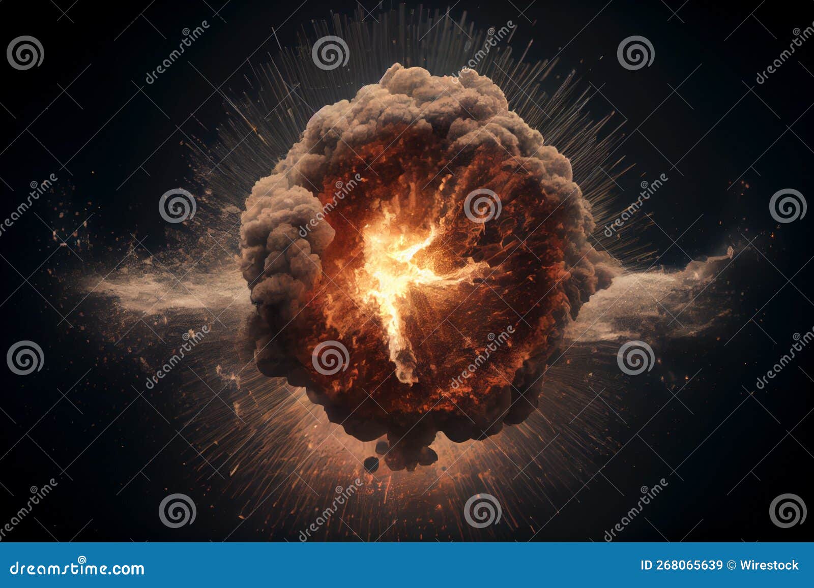 AI Generated Illustration of a Wide Scaled Explosion with a Sign Inside ...