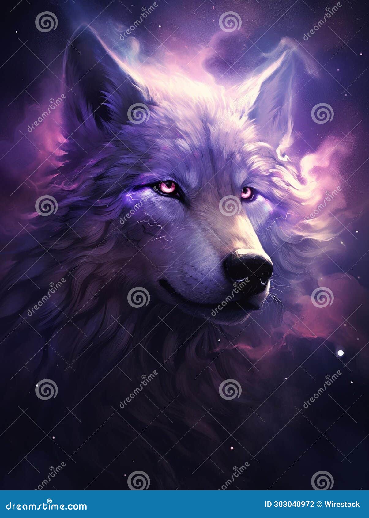 AI Generated Illustration of a Wild Gray Wolf Illuminated by a Bright ...