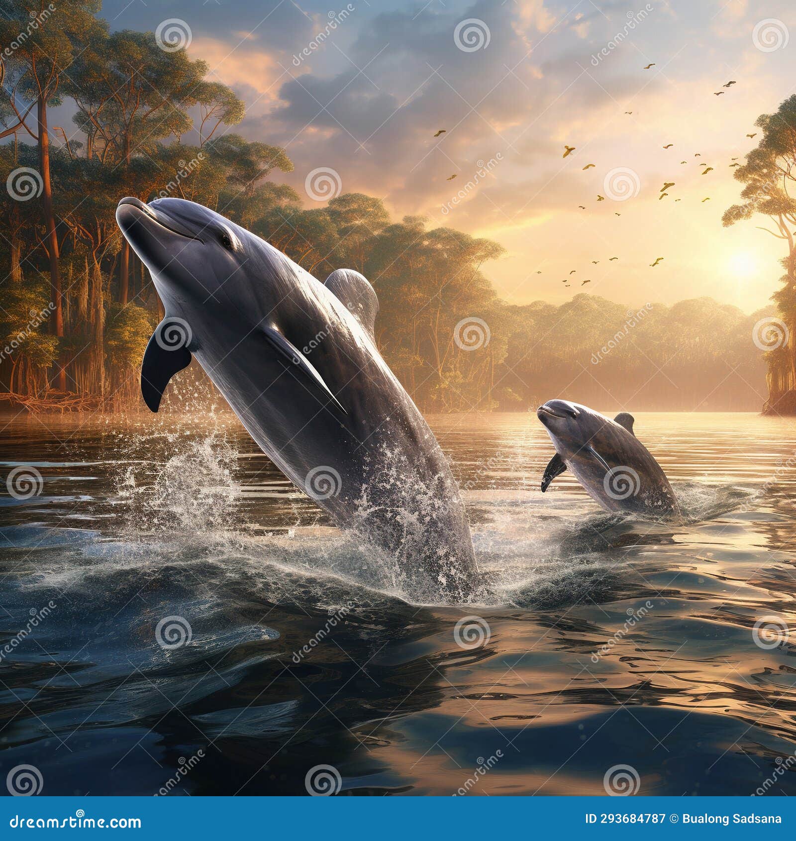 Ai Generated Illustration Wildlife Concept of Amazon River Dolphins ...