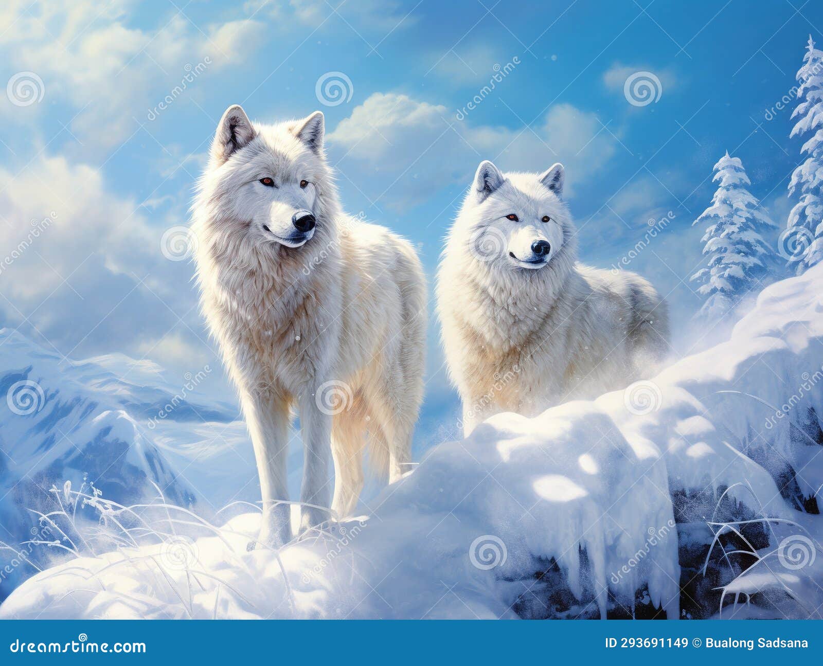 Ai Generated Illustration Wildlife Concept of Arctic Wolves Stock Illustration - Illustration of ...