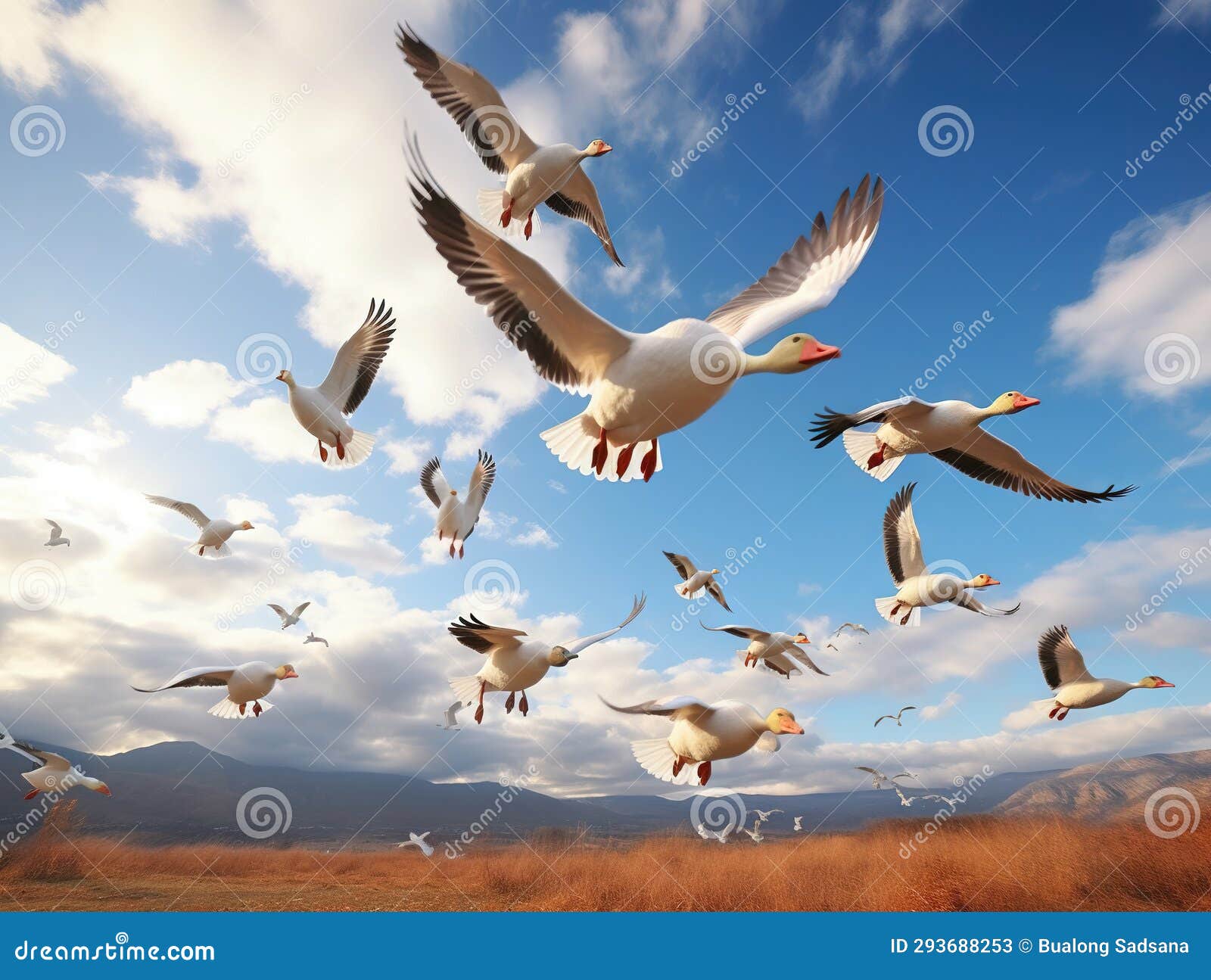Ai Generated Illustration Wildlife Concept of Bean Geese in Flight ...