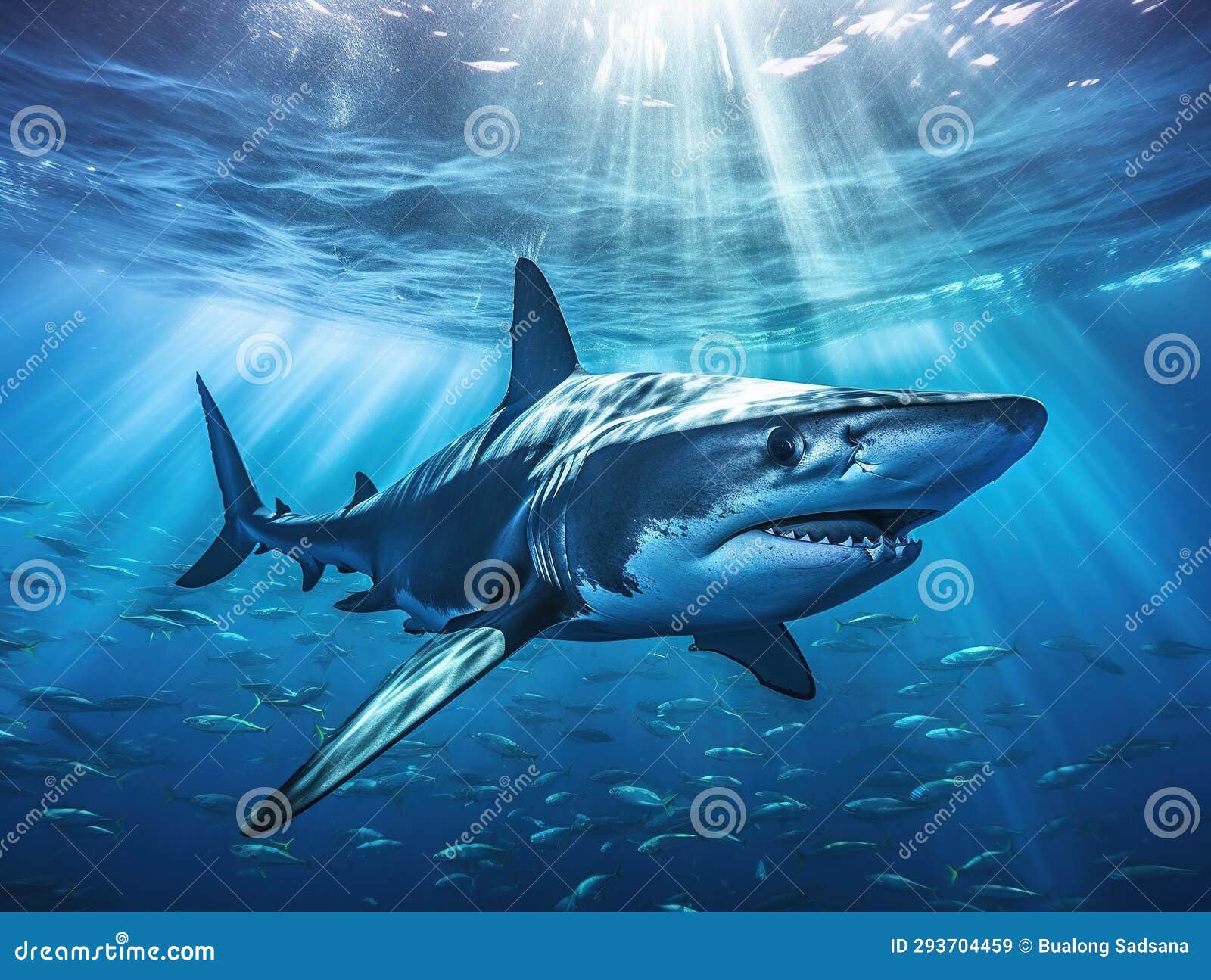 Ai Generated Illustration Wildlife Concept of Big Thresher Shark Stock ...