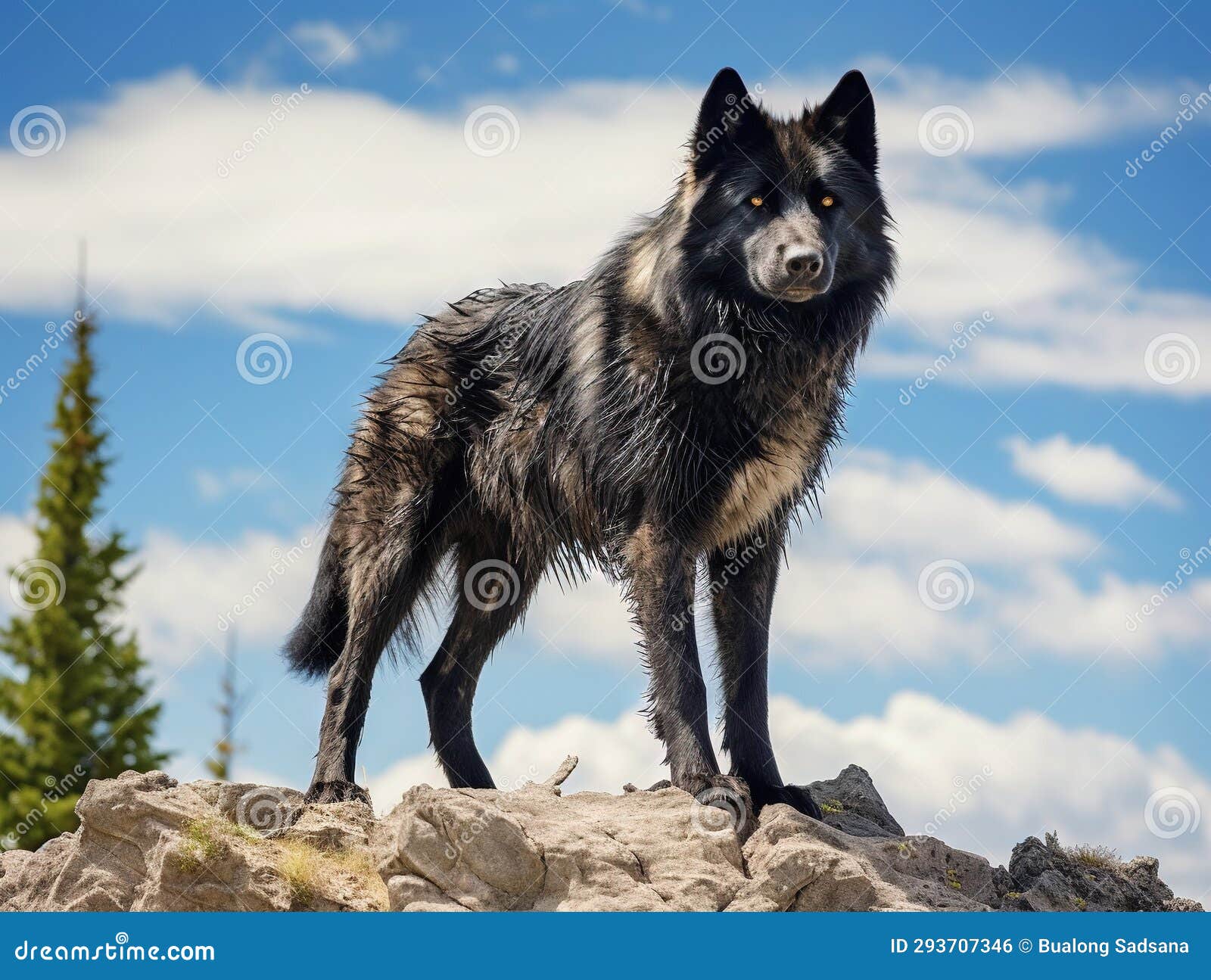 Ai Generated Illustration Wildlife Concept of Black Timber Wolf Stock ...