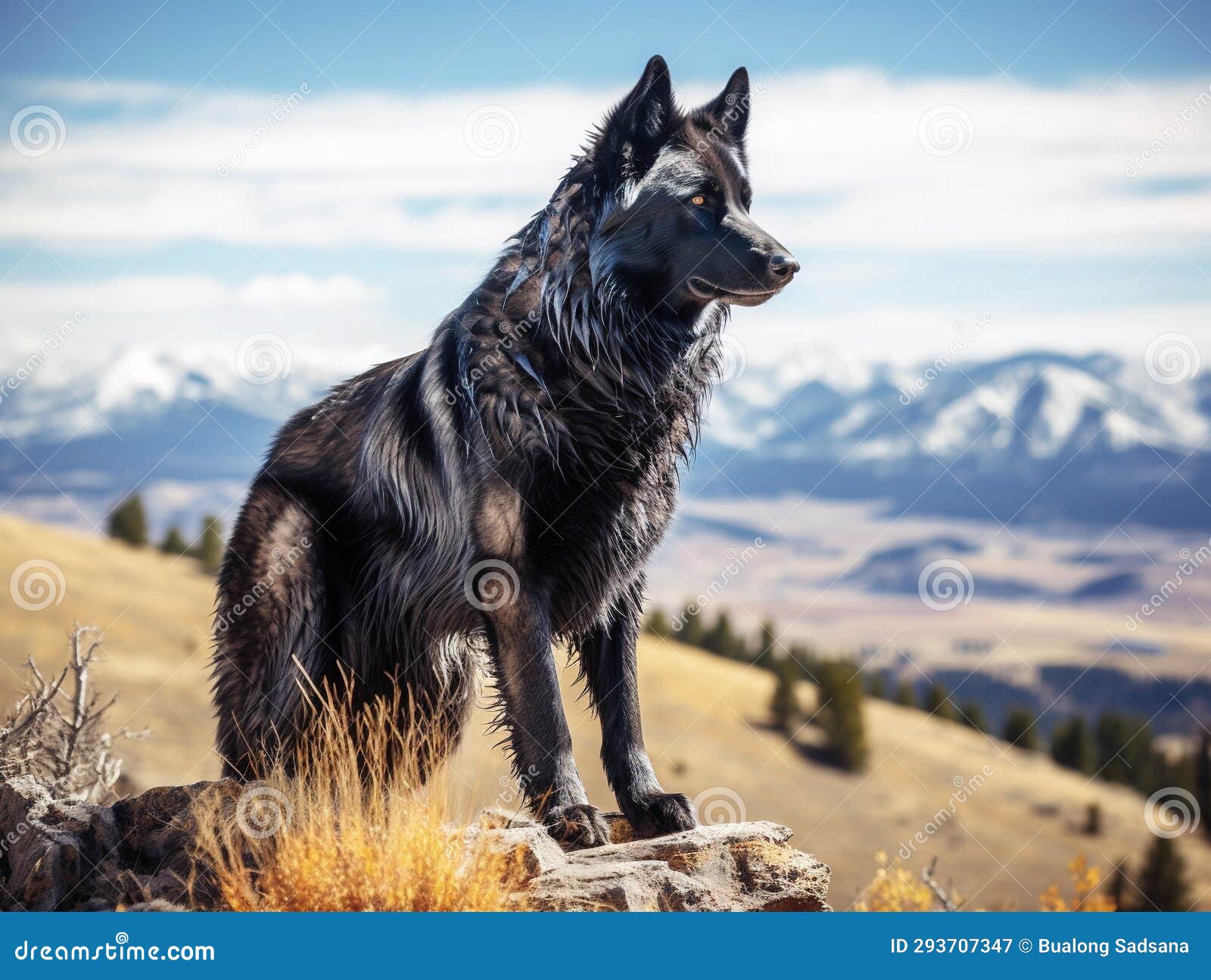 Ai Generated Illustration Wildlife Concept of Black Timber Wolf Stock ...