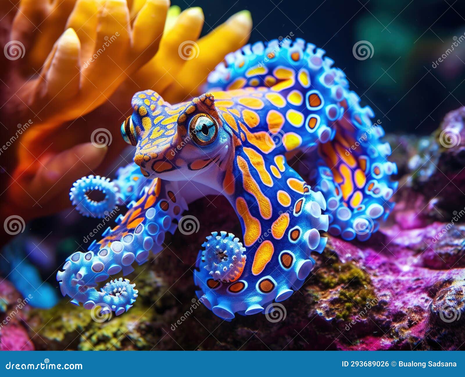 Ai Generated Illustration Wildlife Concept of Blue-Ringed Octopus Stock ...