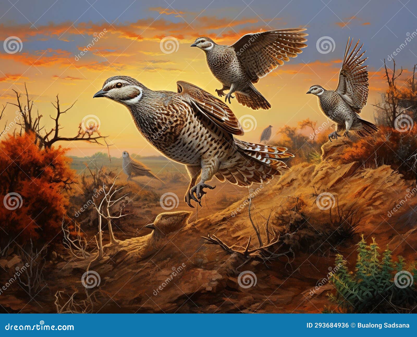 The Bobwhite Quail. Watercolor Hand Painted Drawing Of Bird Stock Photo ...