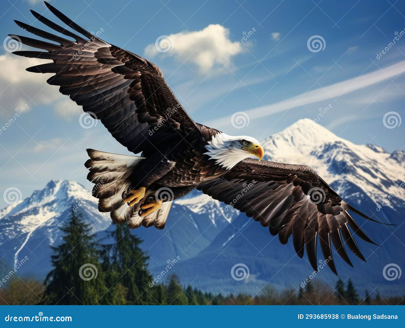 Ai Generated Illustration Wildlife Concept of Eagle Flying Toward ...