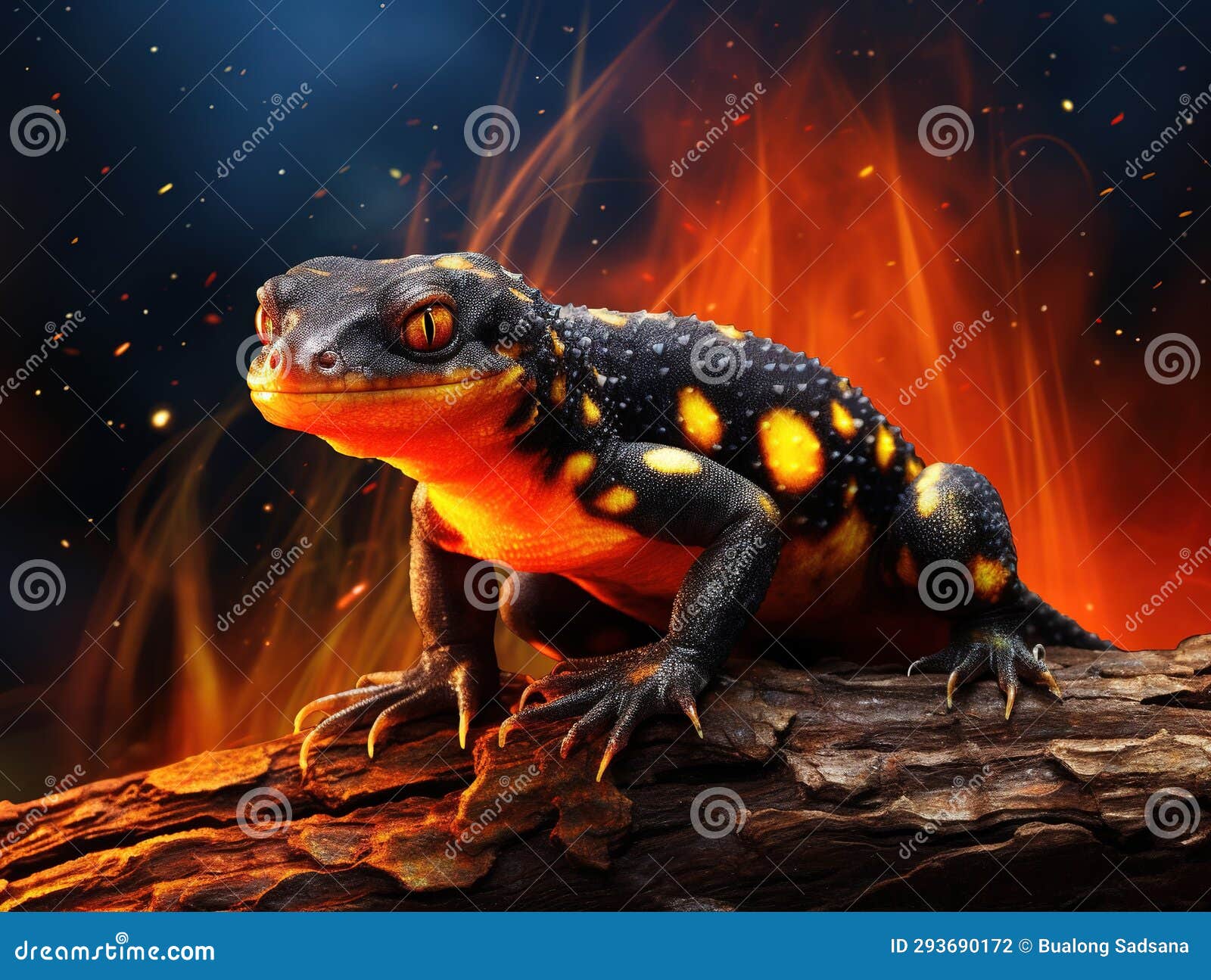 Ai Generated Illustration Wildlife Concept of Fire Salamander Stock ...
