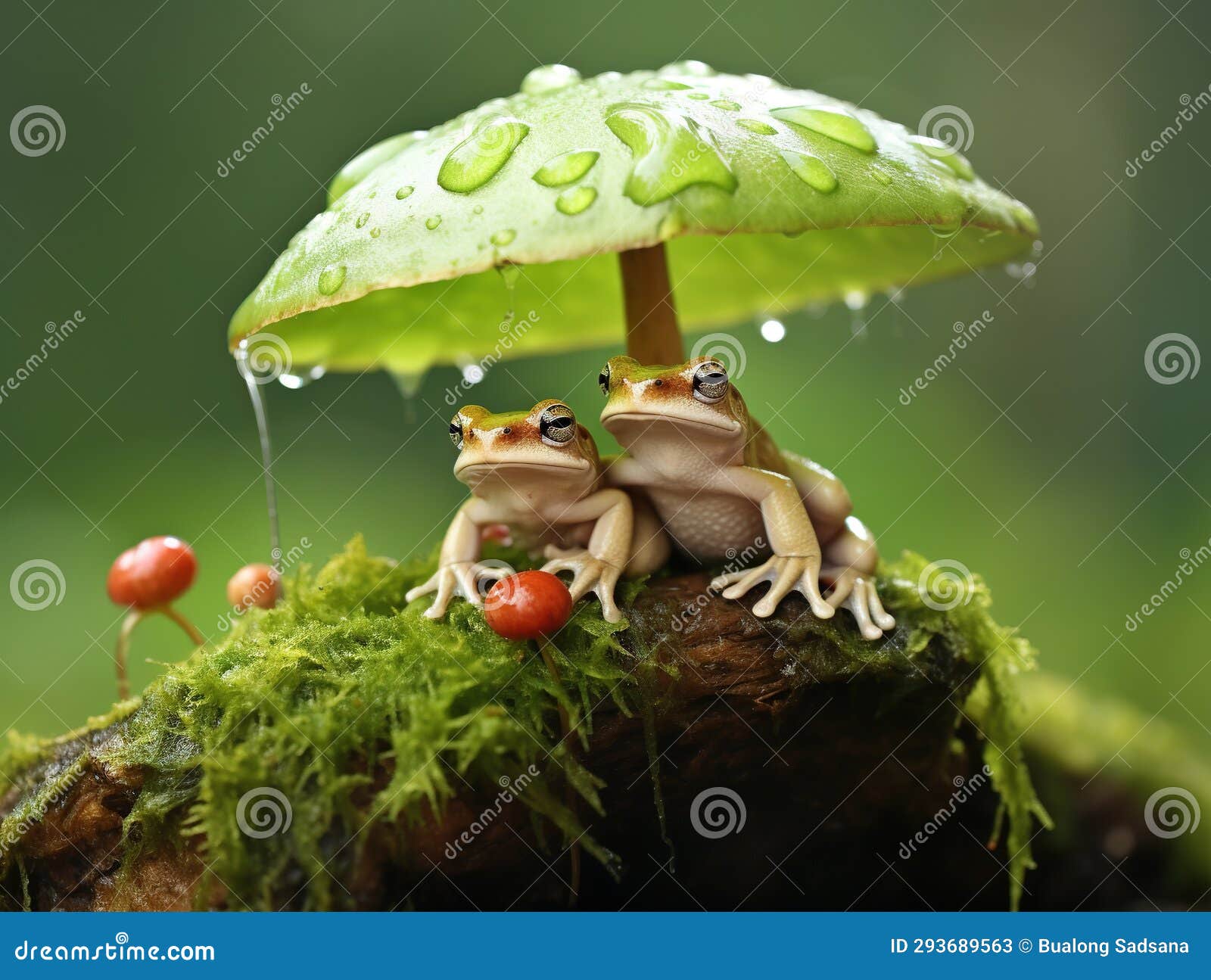 Ai Generated Illustration Wildlife Concept of Frog in the Rain Stock ...
