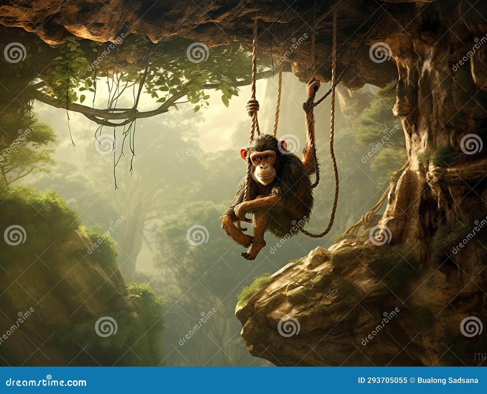 Ai Generated Illustration Wildlife Concept of Hanging Monkey Stock ...
