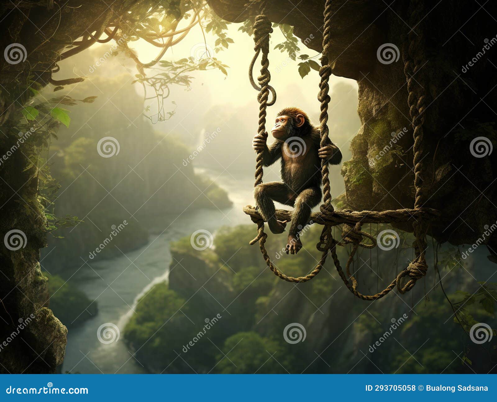 Ai Generated Illustration Wildlife Concept of Hanging Monkey Stock ...