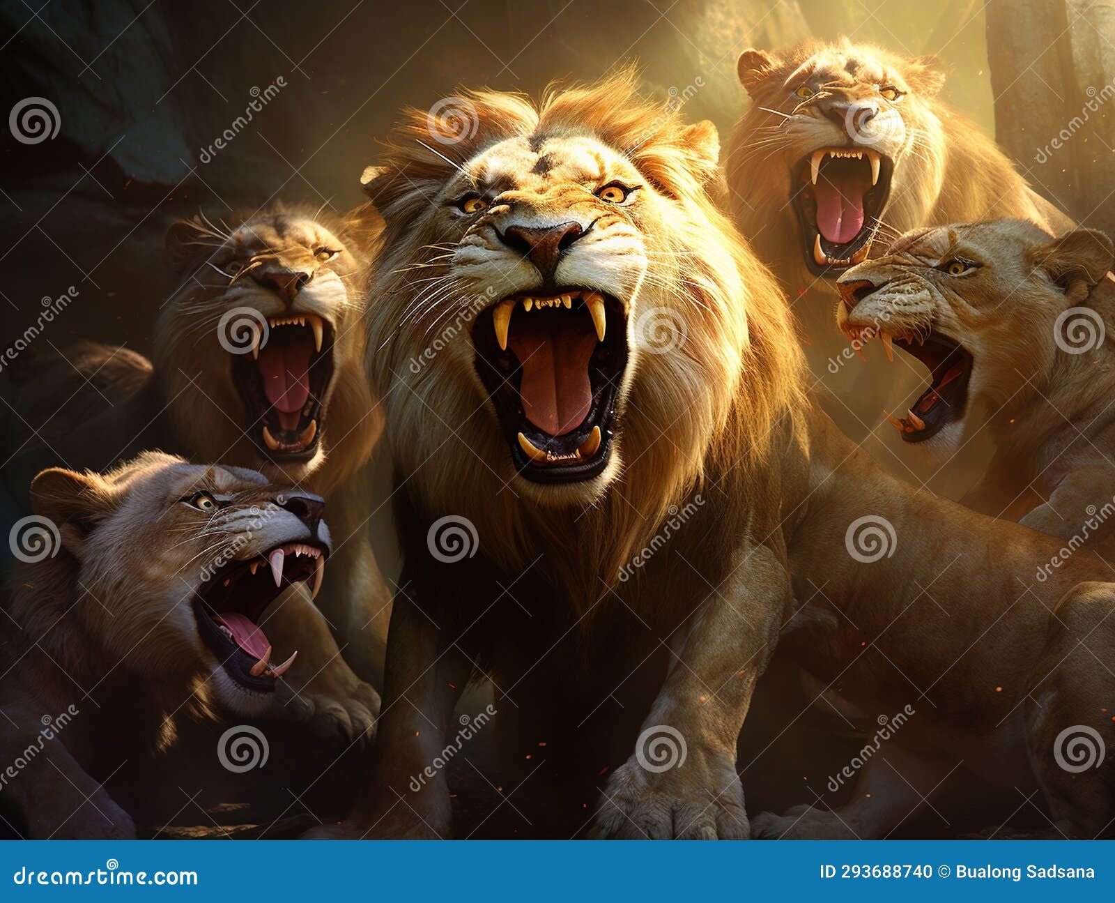 Ai Generated Illustration Wildlife Concept of Lion S Bite Stock ...