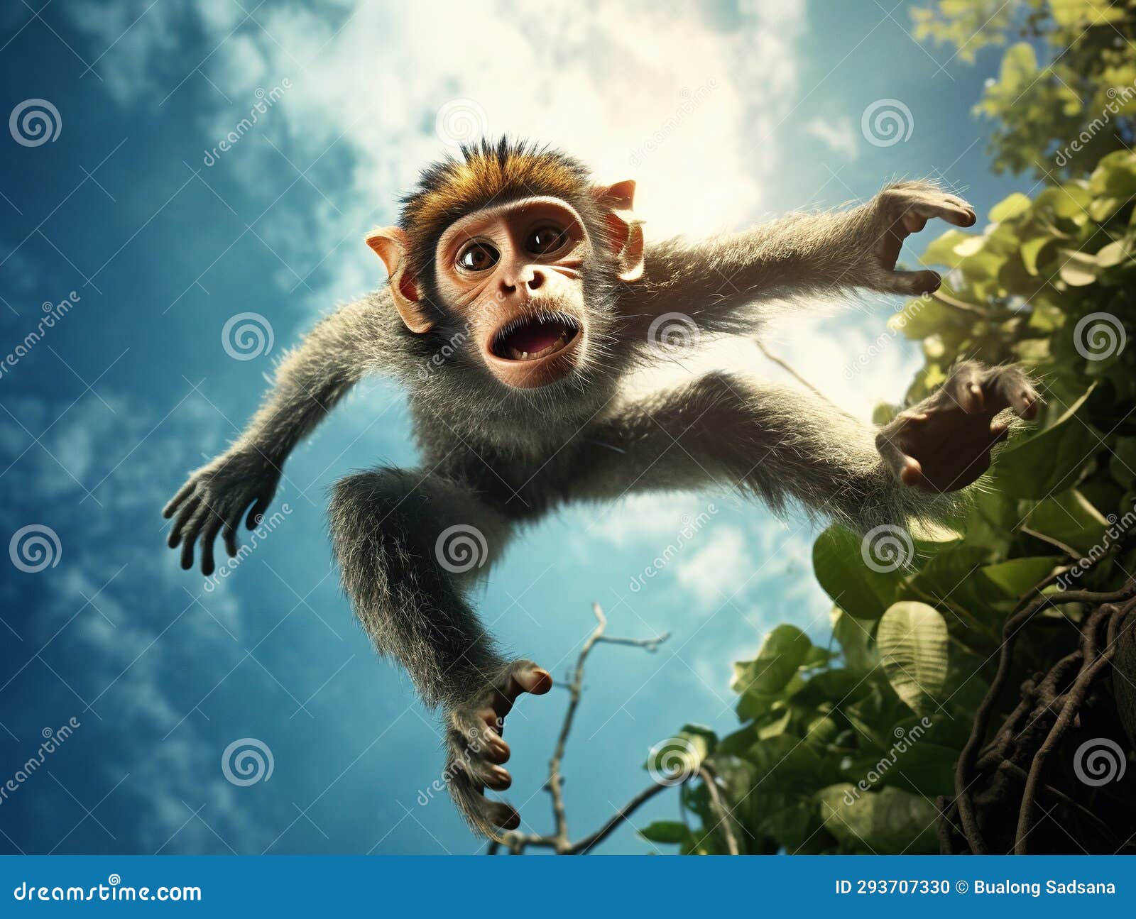 Ai Generated Illustration Wildlife Concept of Monkey Leap Stock ...