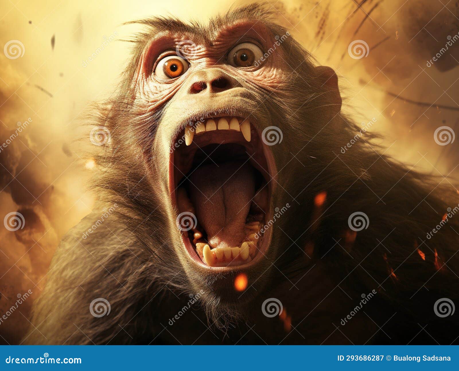 Ai Generated Illustration Wildlife Concept of Monkey Scream Stock ...