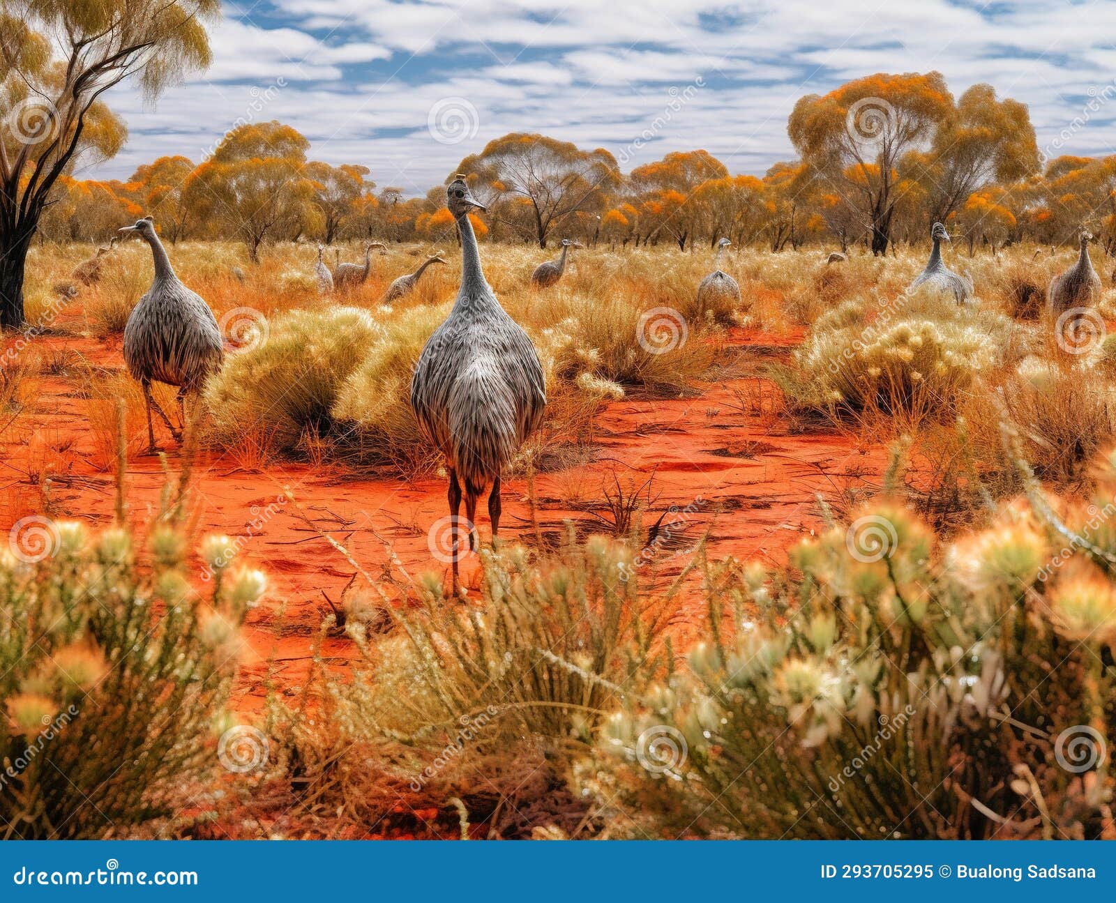 Ai Generated Illustration Wildlife Concept of Outback Emus Stock ...