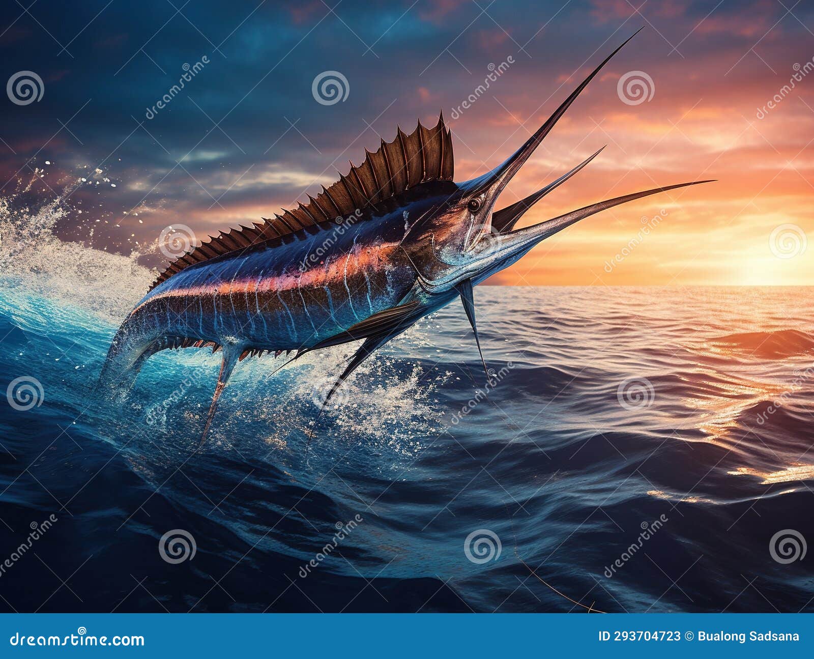 Ai Generated Illustration Wildlife Concept of Sailfish Jumping Stock ...
