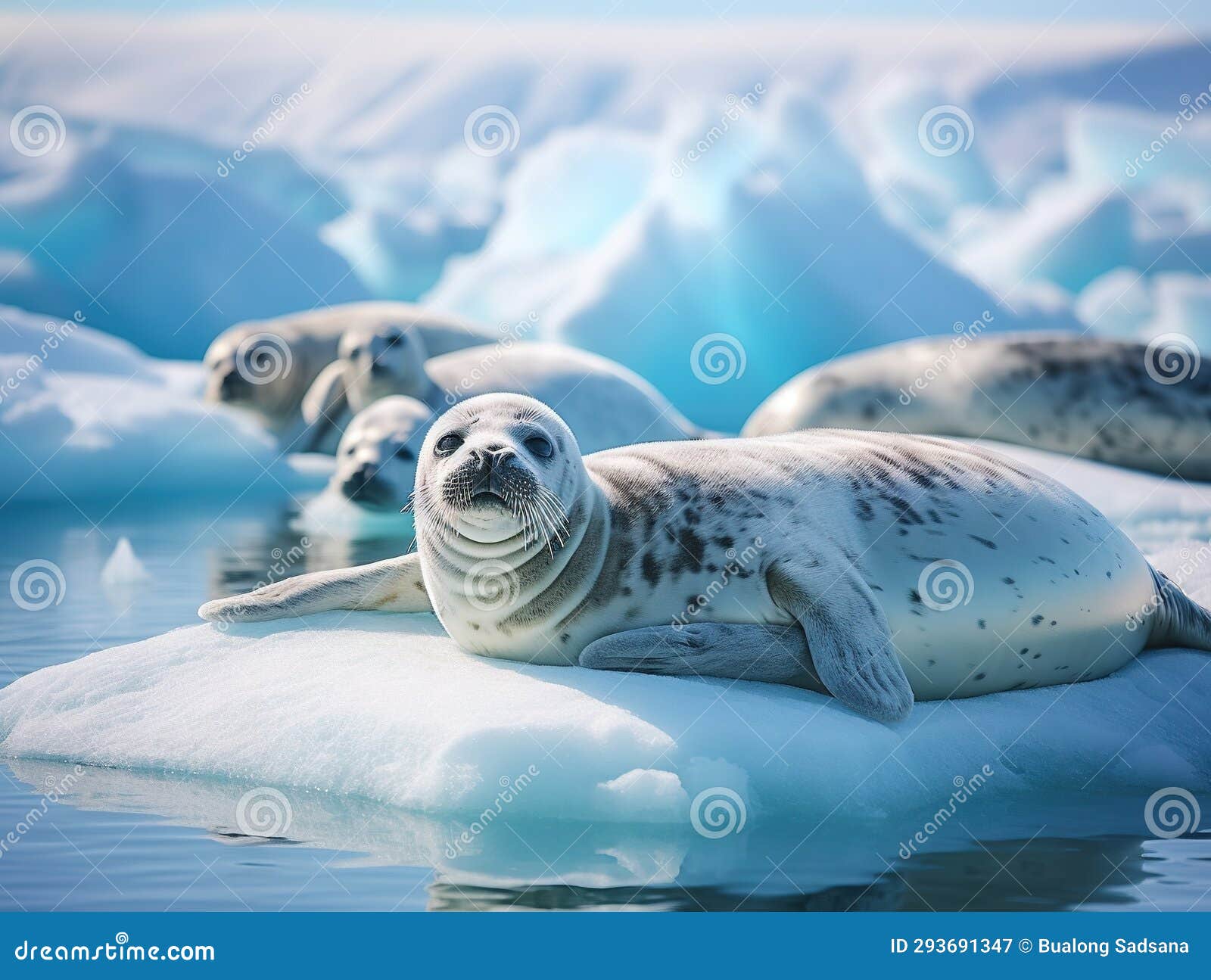 Ai Generated Illustration Wildlife Concept of Seals on Ice Stock ...