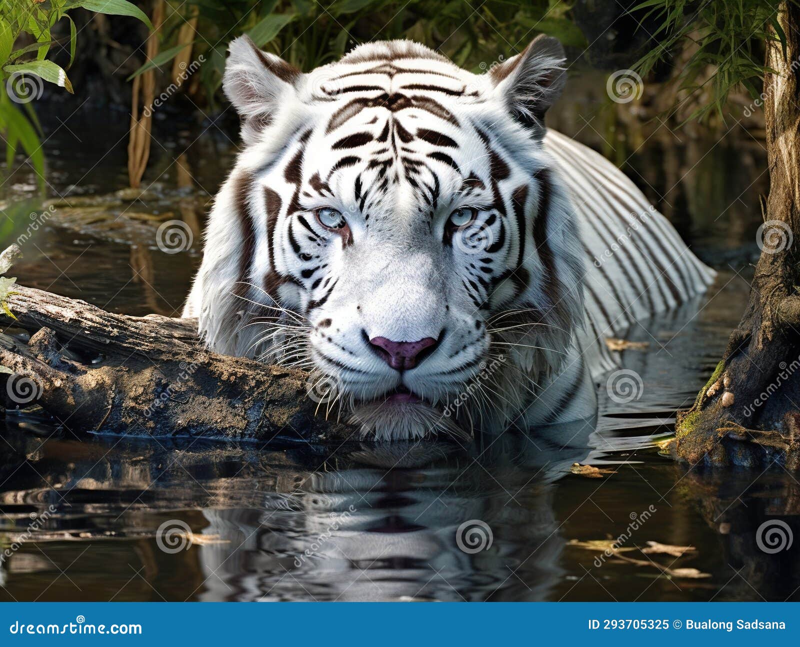 Ai Generated Illustration Wildlife Concept of Silver Tiger Stock Illustration - Illustration of ...