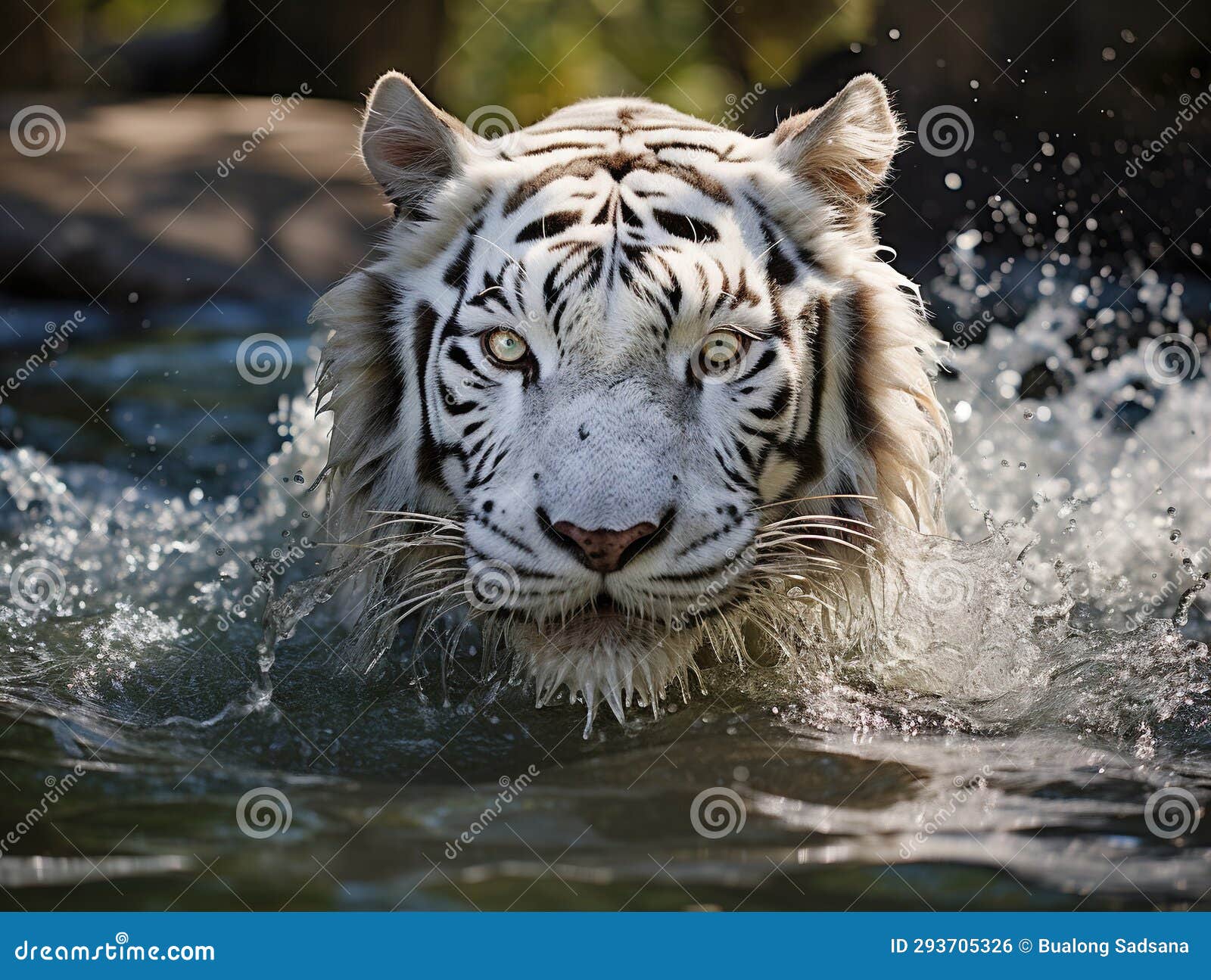 Silver Tiger Profile Portrait On Poster 2022 New Year Cartoon Vector ...