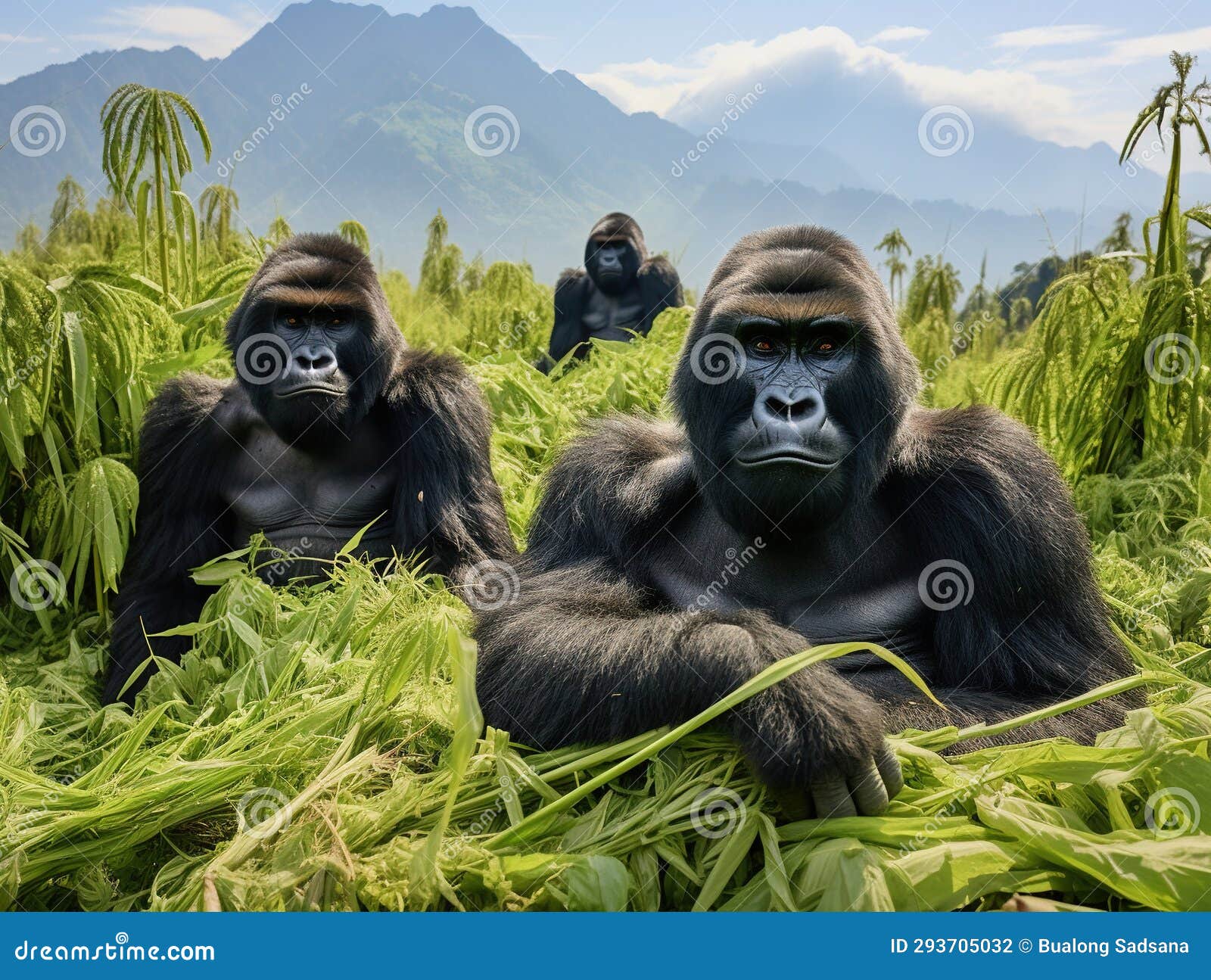 Ai Generated Illustration Wildlife Concept of Three Gorillas Stock ...