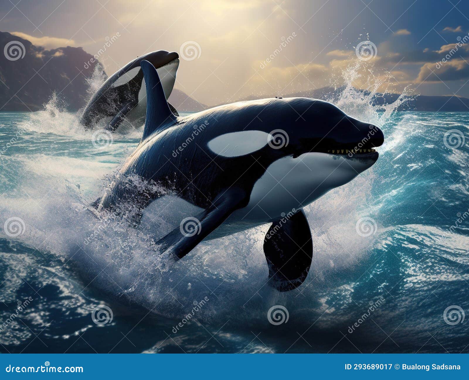 Ai Generated Illustration Wildlife Concept of Two Orcas Swimming Stock ...