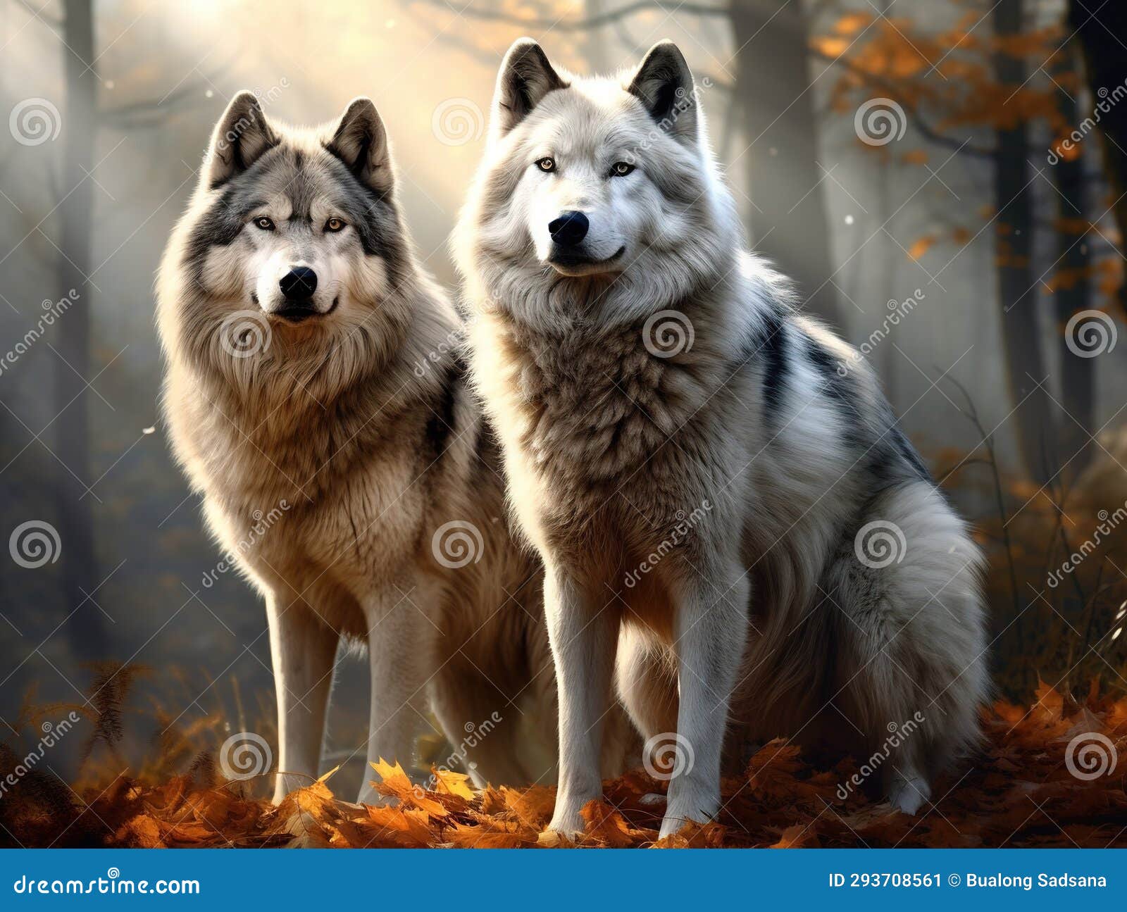 Ai Generated Illustration Wildlife Concept of Two Wolves Side by Side ...