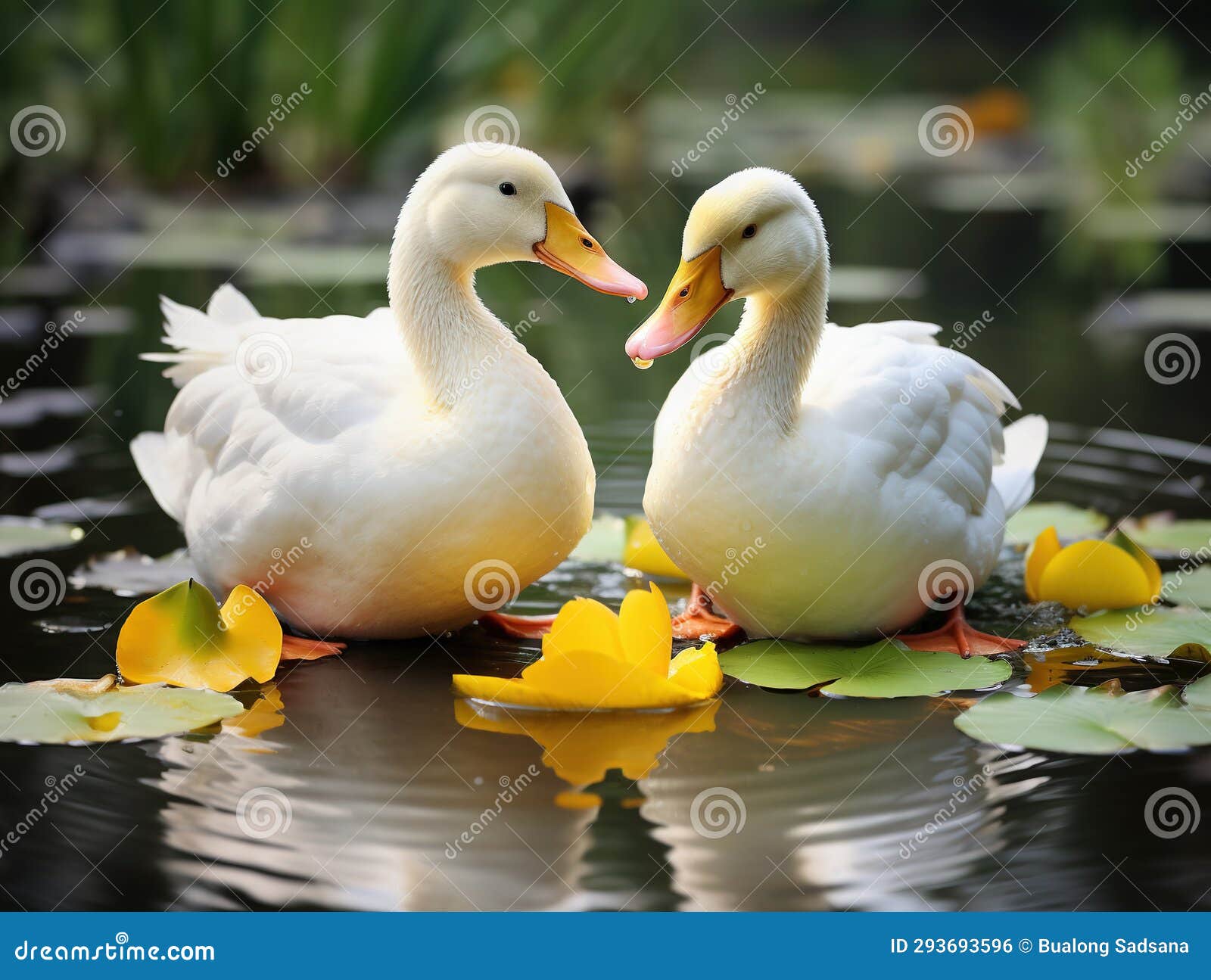Ai Generated Illustration Wildlife Concept of Two Yellow Ducks Stock ...