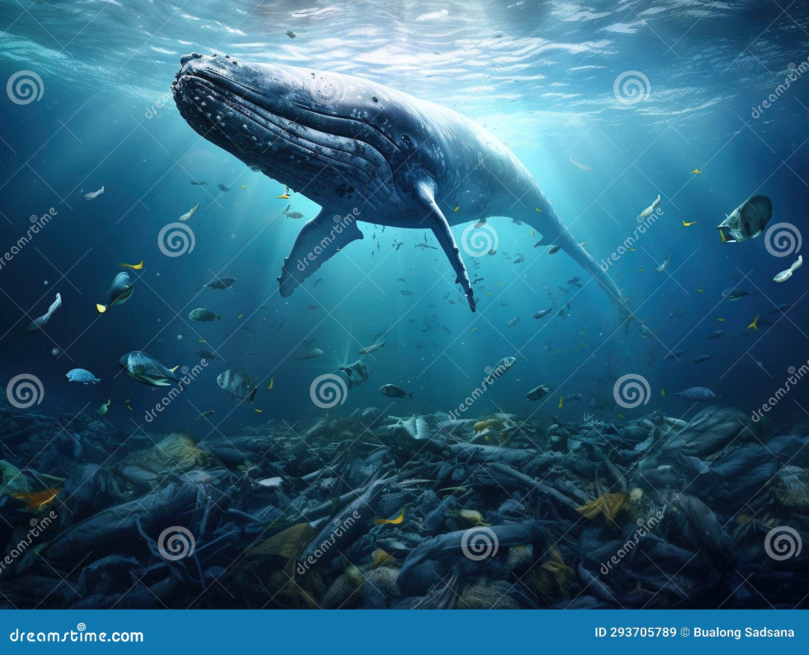 Ai Generated Illustration Wildlife Concept of a Whale of Garbage ...