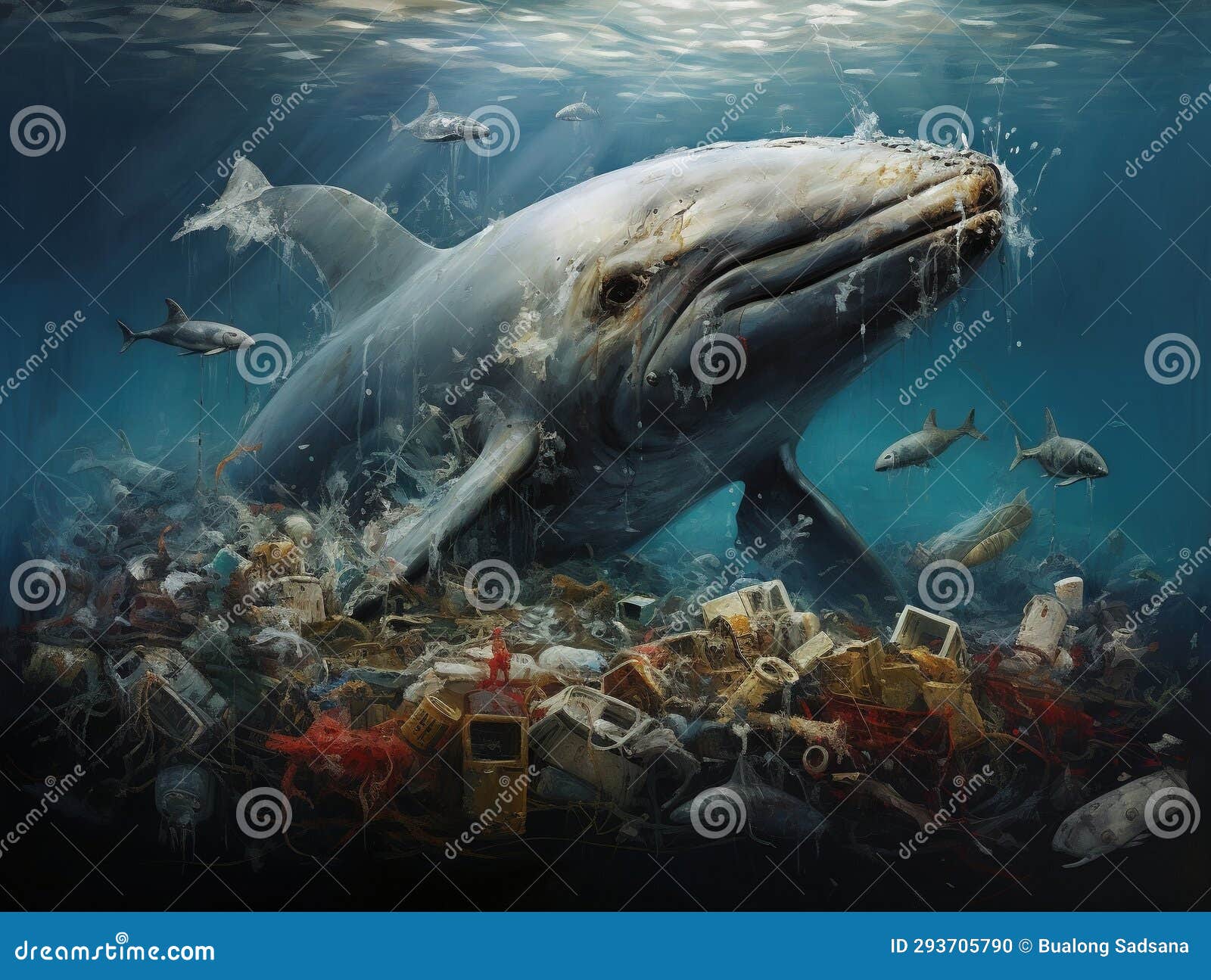 A Whale Of Garbage Plastic Floating In The Ocean Royalty-Free Stock ...
