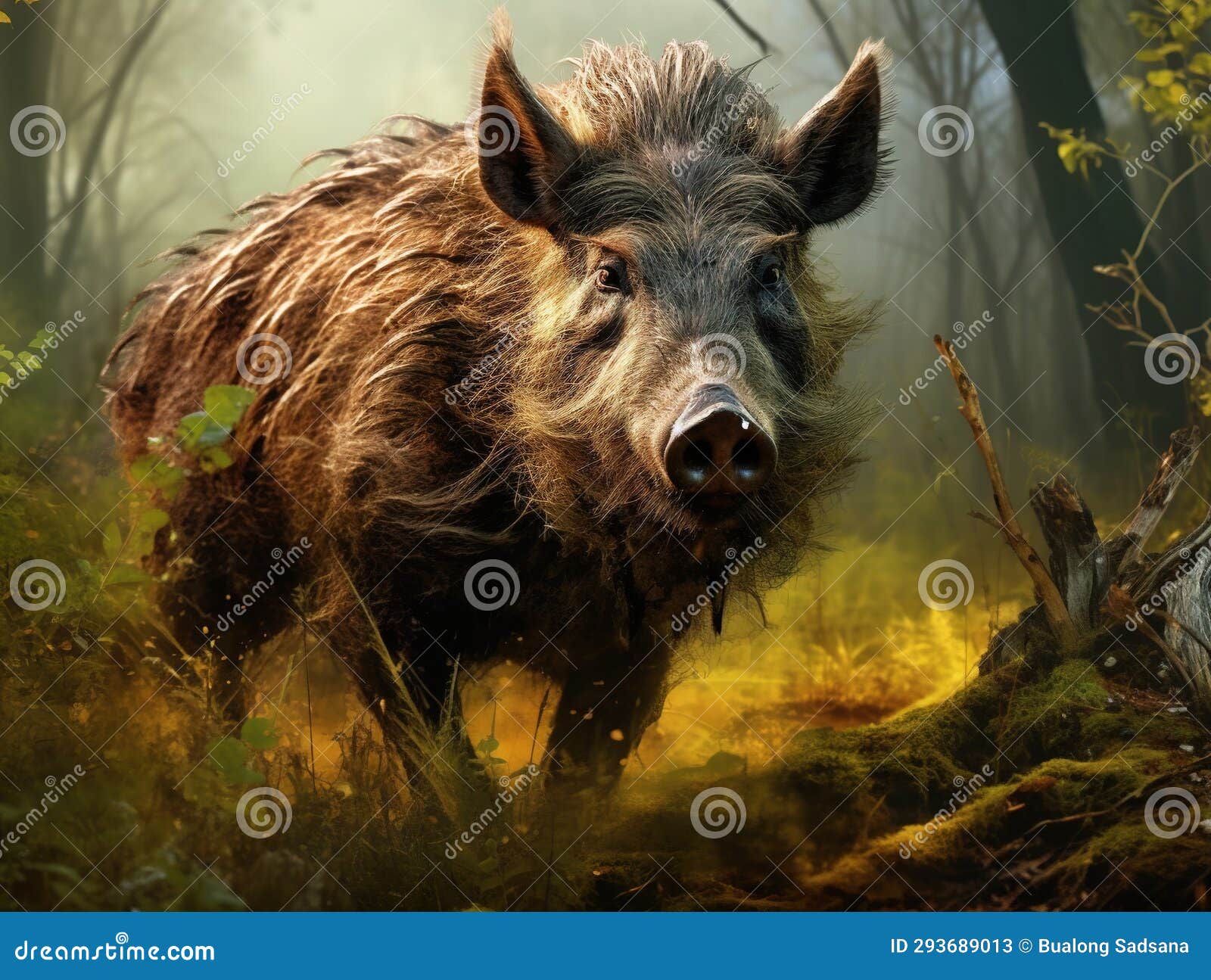 Ai Generated Illustration Wildlife Concept of Wild Boar in Grass Stock ...