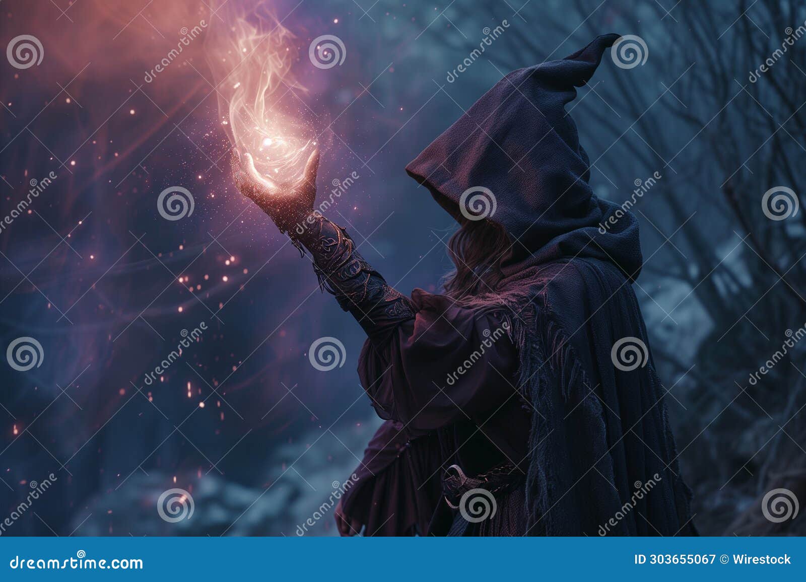 AI Generated Illustration of a Wizard Holding Glowing Orb Emitting a ...