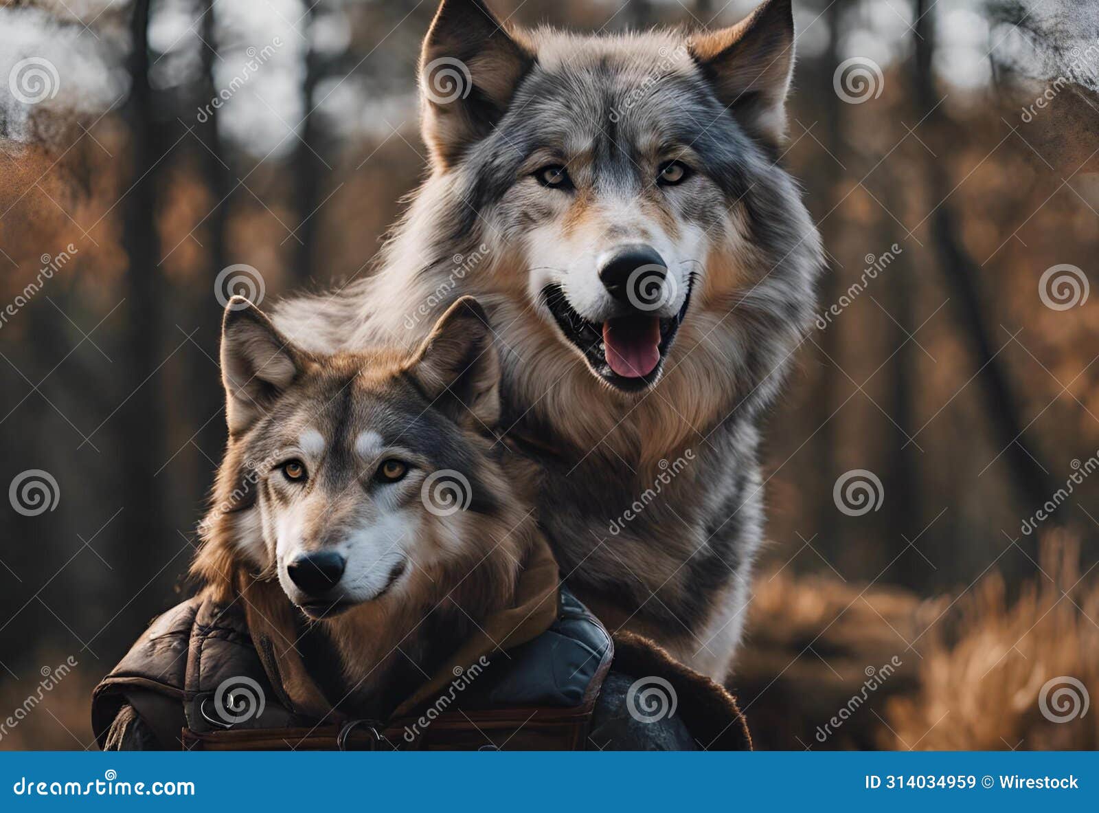 AI Generated Illustration of Wolves Lying on Their Backs Side by Side ...