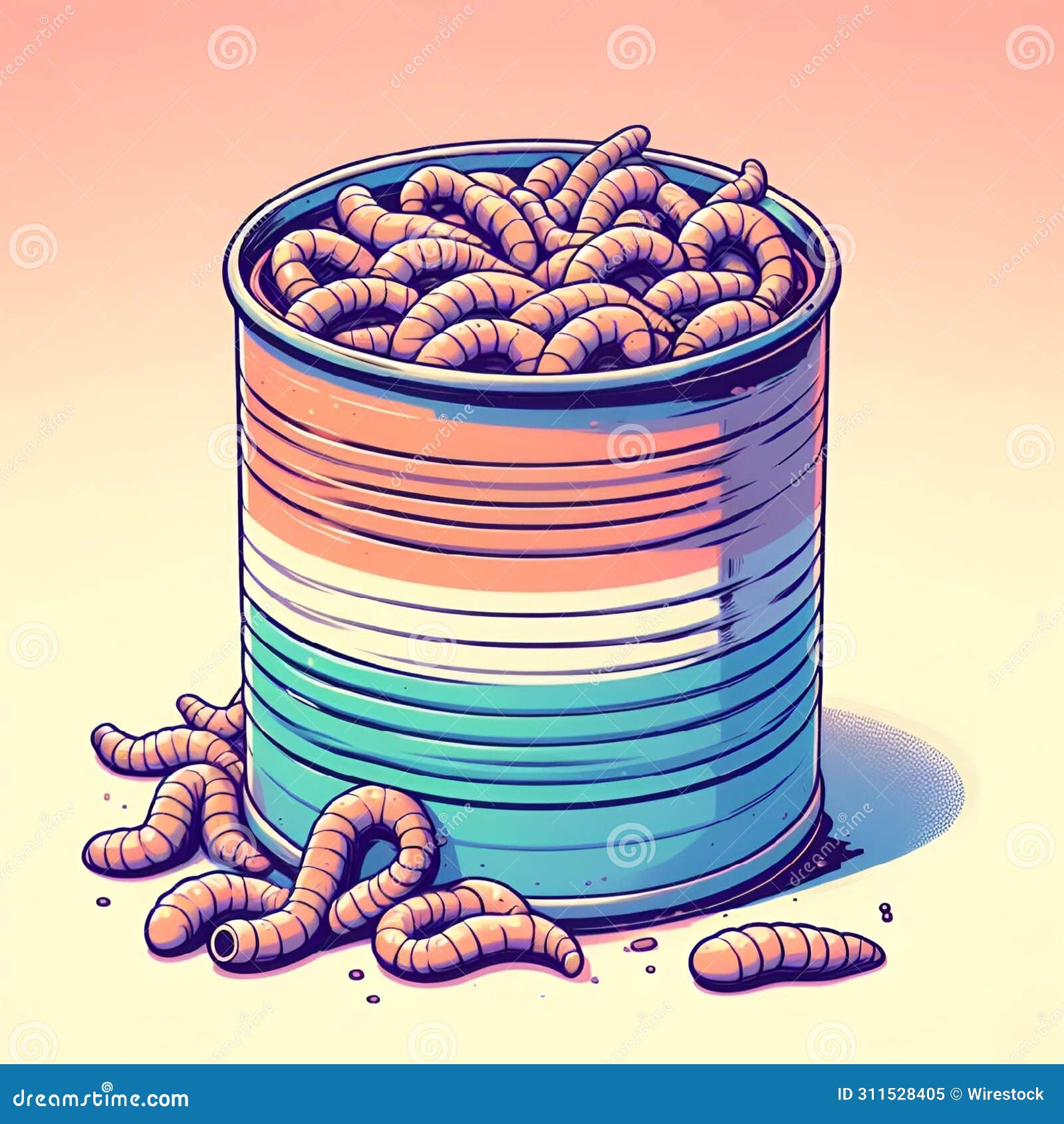 AI Generated Illustration of Worms Inside Tin with Lid Slightly Shut ...