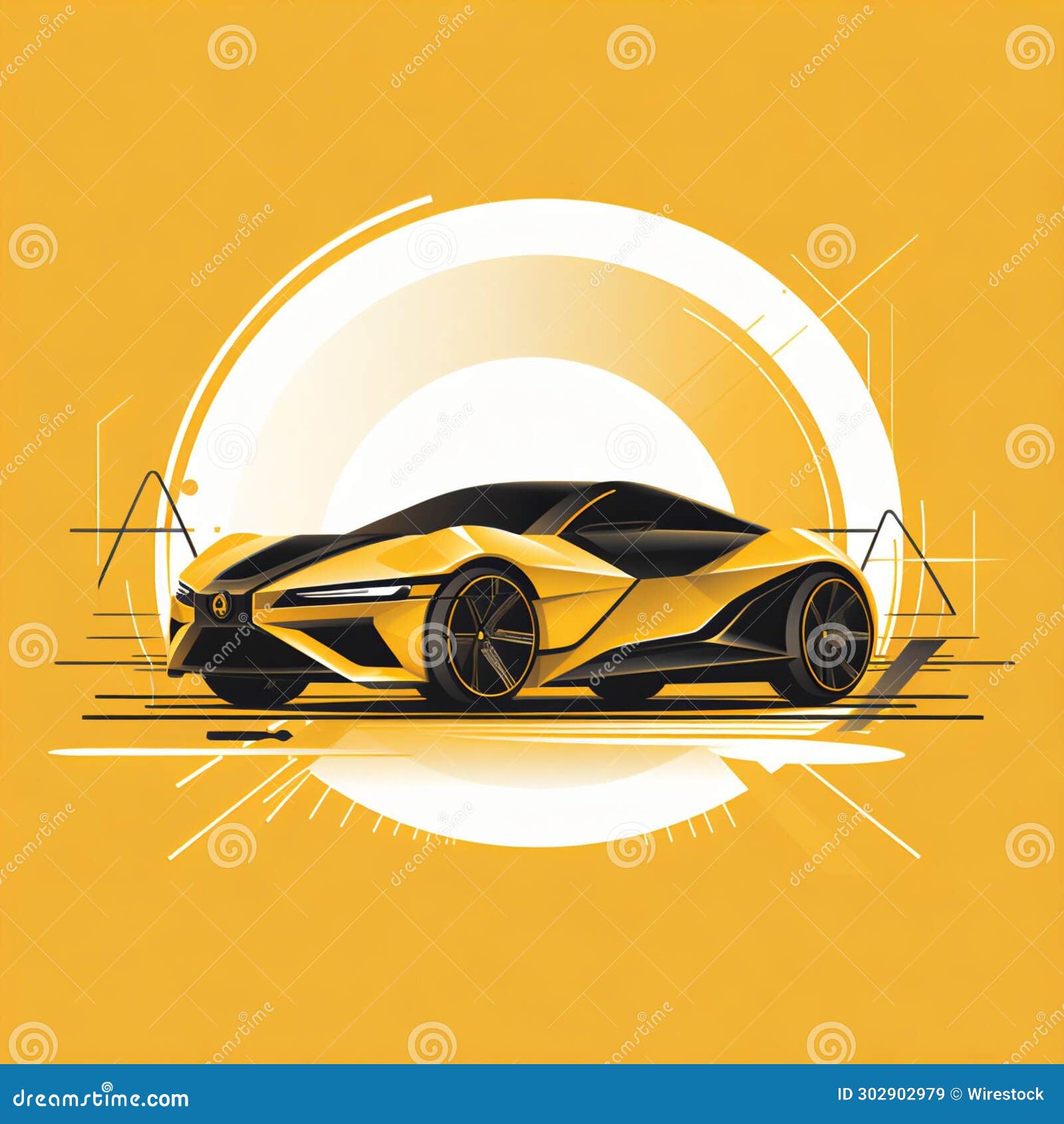 AI Generated Illustration of a Yellow and Black Supercar Against a ...