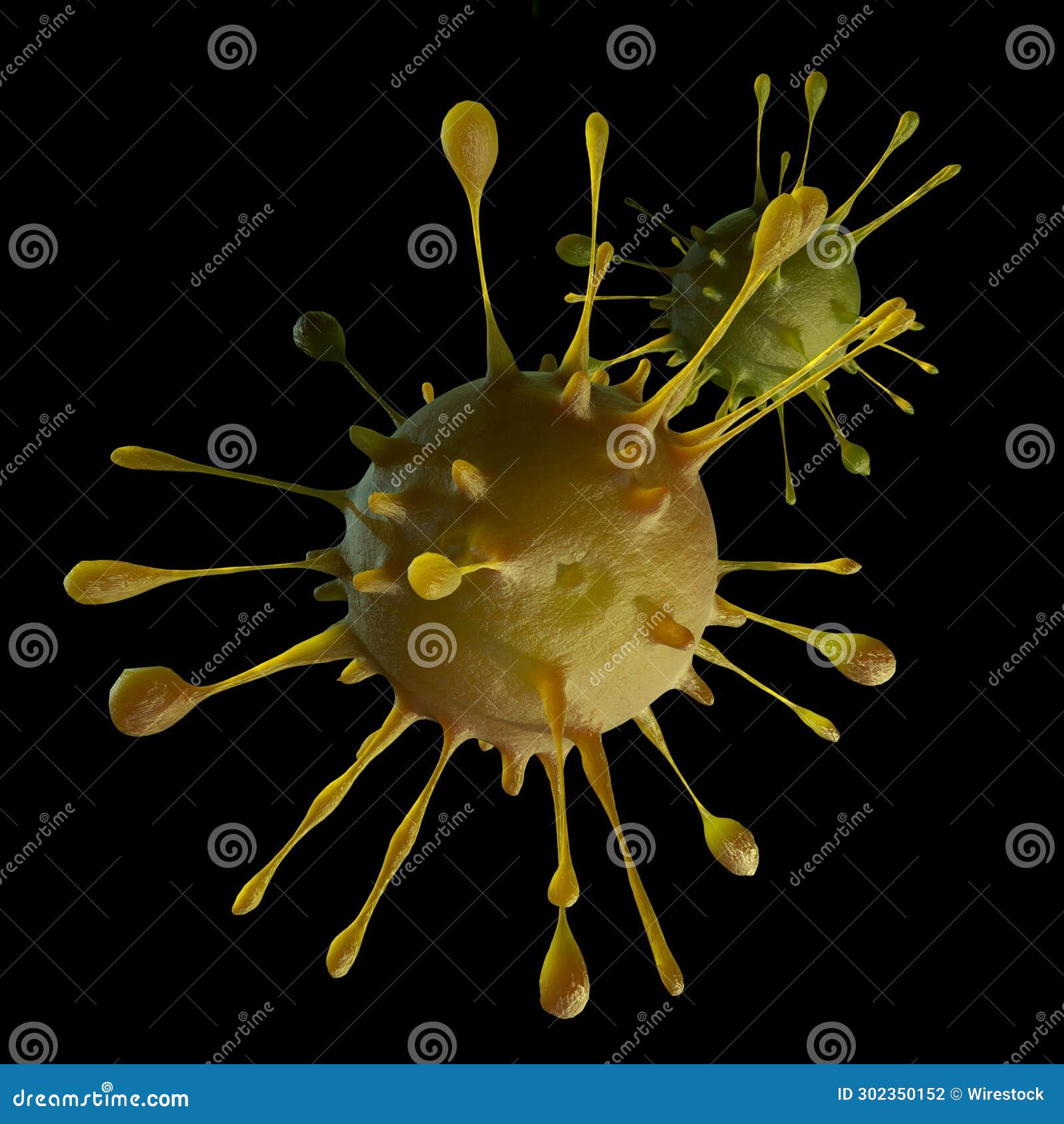AI Generated Illustration of a Yellow Macro Cell on the Black ...