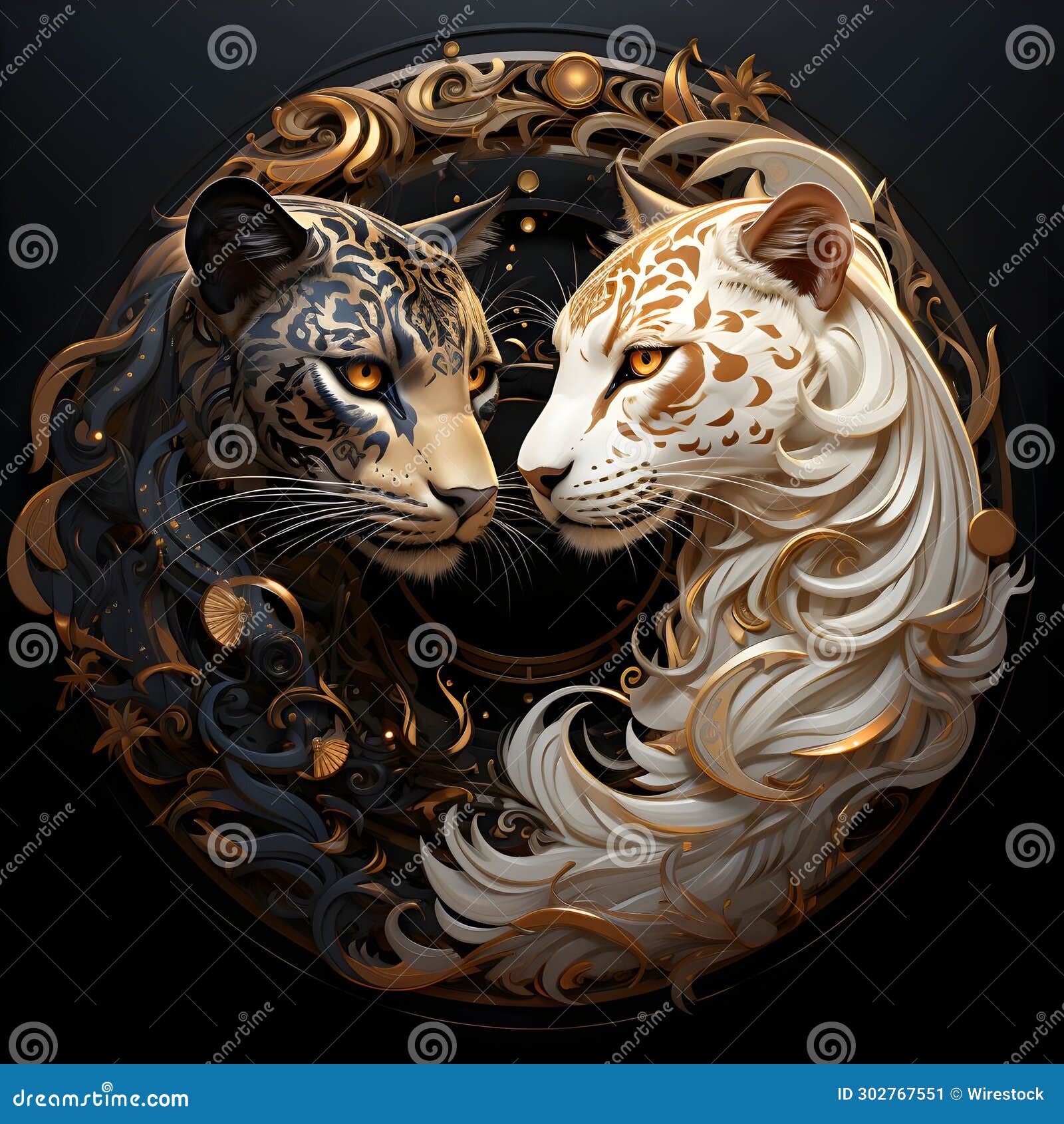 AI Generated Illustration of a Yin Yang Symbol with Cougars Stock ...