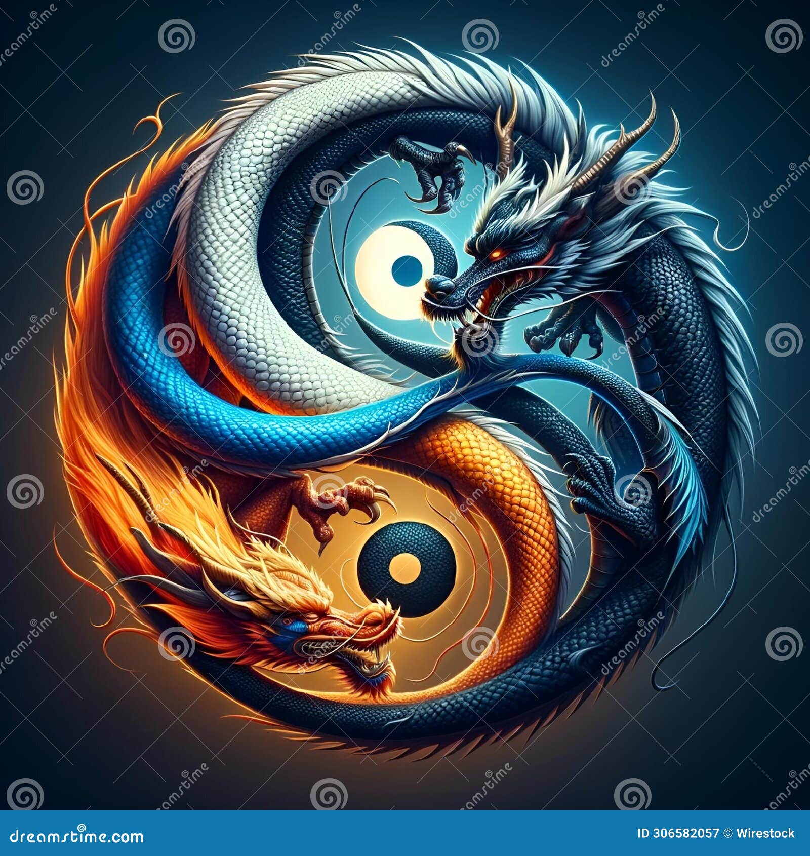 AI Generated Illustration of a Yin and Yang with Two Dragons, Hot and ... AI Generated Illustration of a Yin and Yang with Two Dragons, Hot and ...