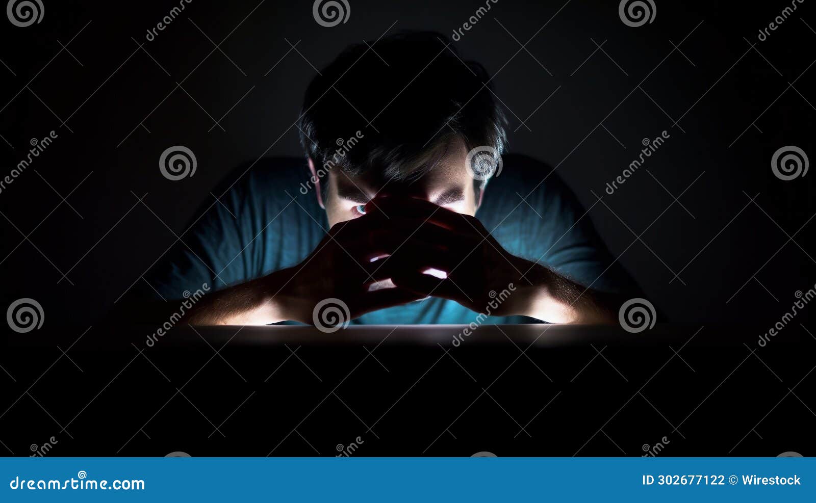 AI-generated Illustration of a Young Man Sitting and Looking at a ...