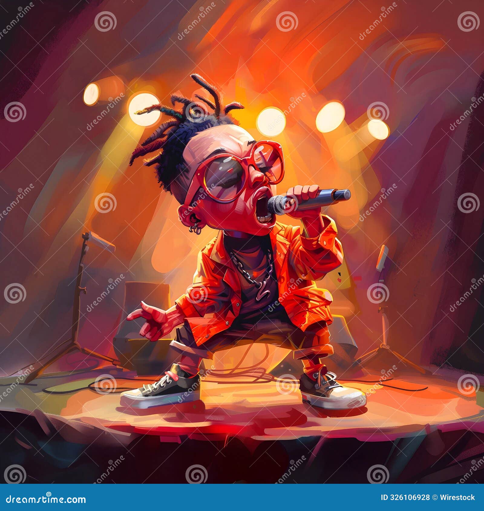 AI Generated Illustration of a Young Rap Artist Performing on Stage ...