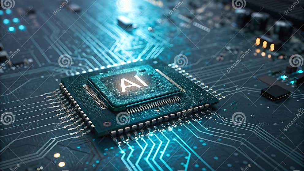 Artificial Intelligence Chip with Glowing AI Text - AI-Generated Tech ...