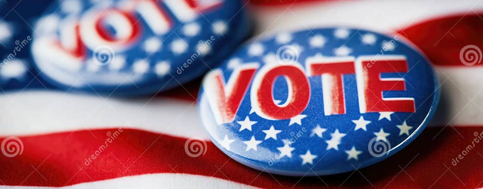 American Election. Voting Buttons on the Background of the American ...