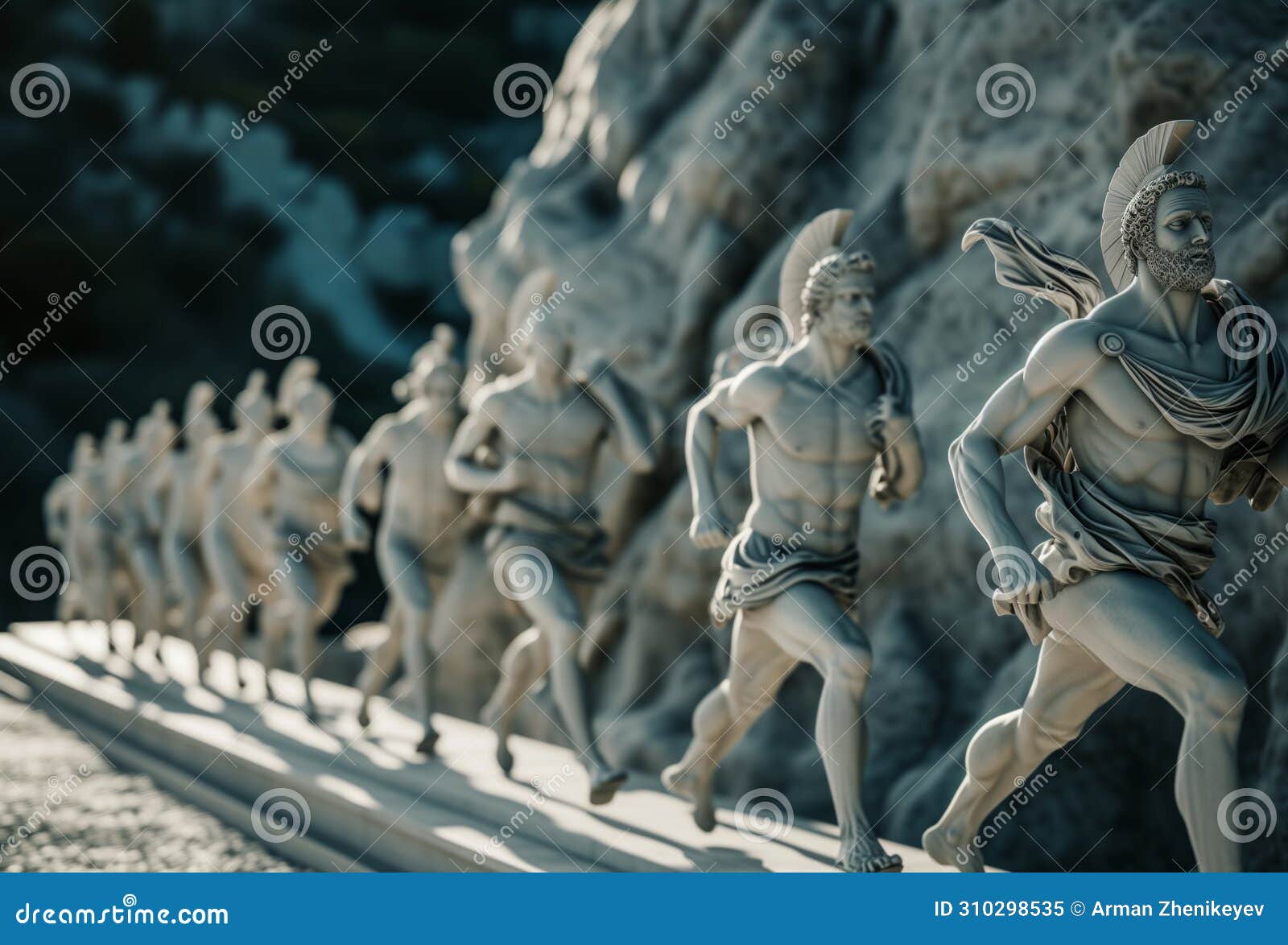Ancient Olympic Statues Running As Athletes Stock Illustration ...